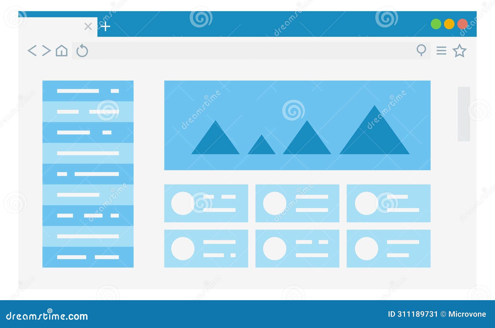 Interface Wireframe. Website in Browser Stock Vector - Illustration of screen, toolbar: 311189731