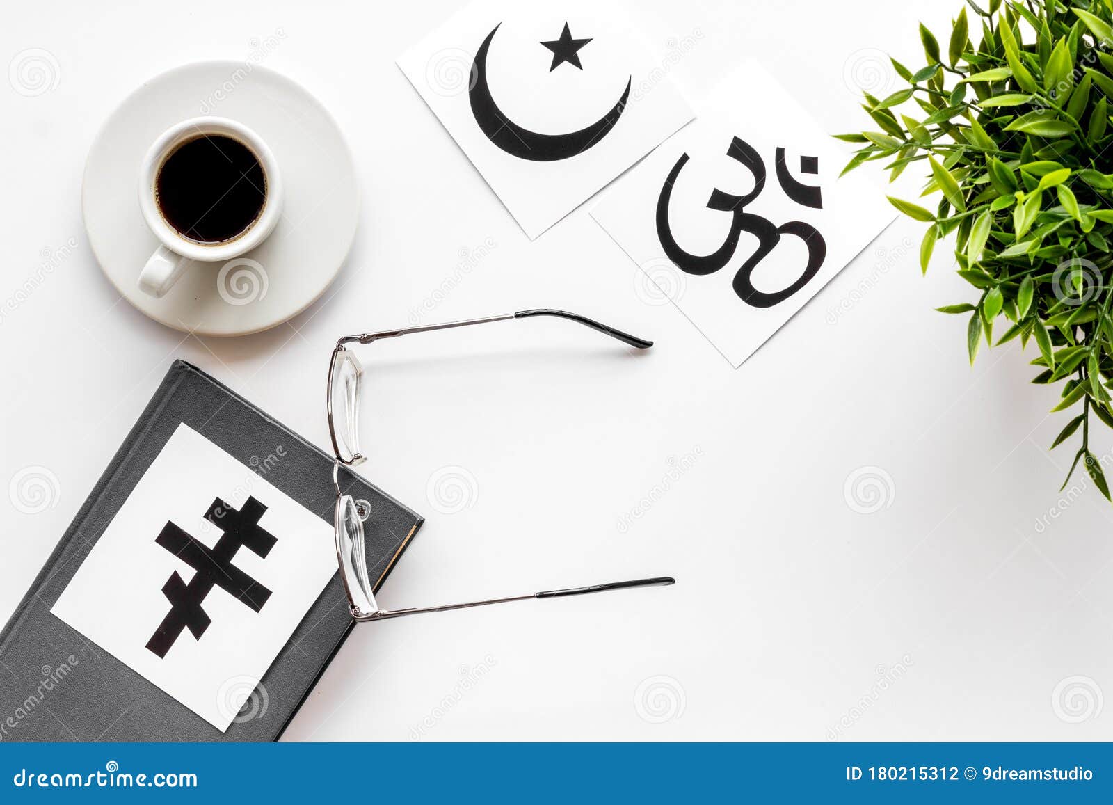 Interfaith Dialogue Concept. World Religions Symbols Near Book on White ... Interfaith Dialogue Concept. World Religions Symbols Near Book on White ...