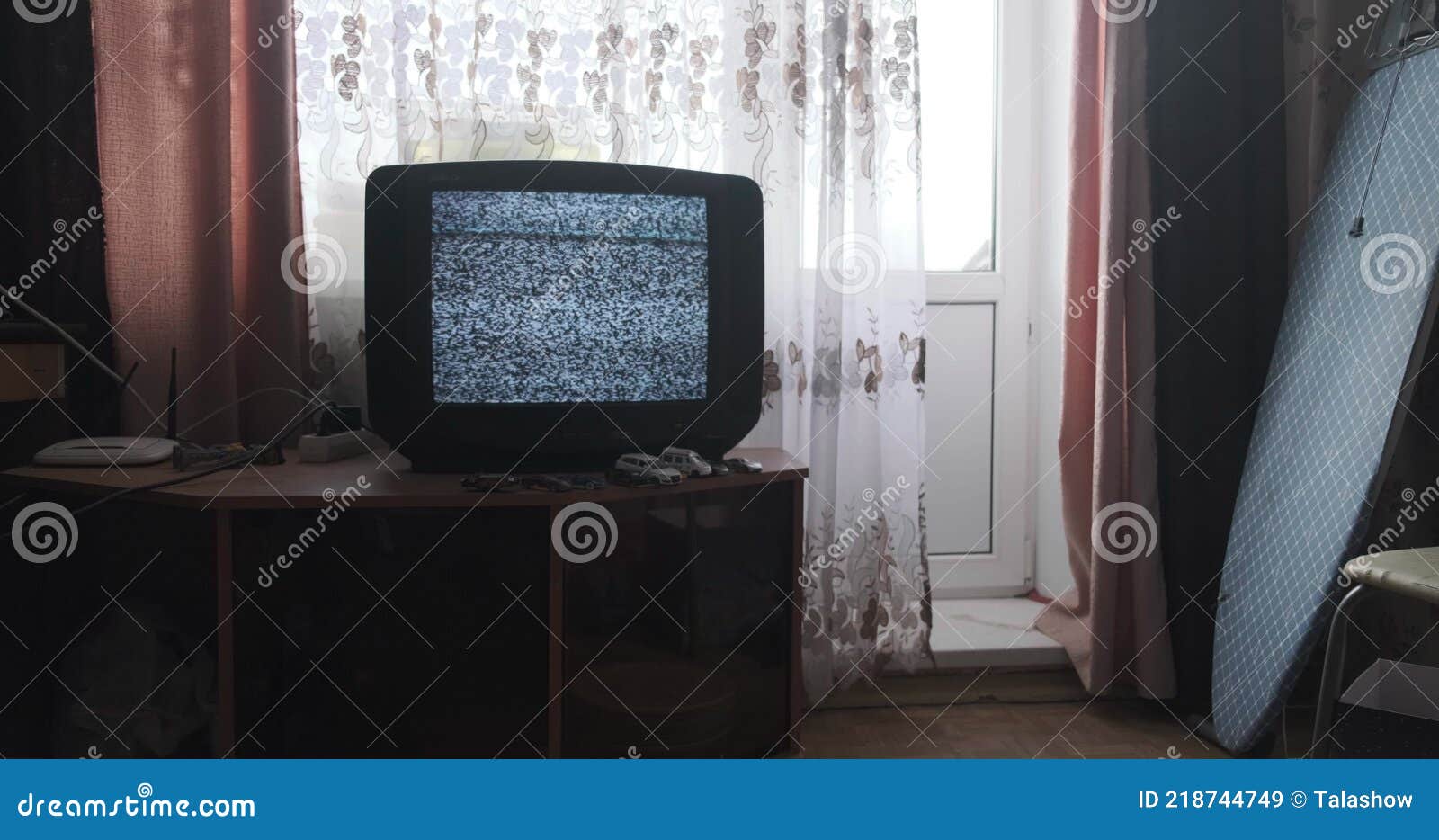 Interference White Noise on an Old CRT TV Stock Video - Video of signal ...