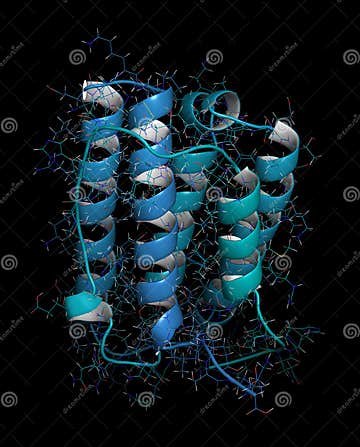 Interferon Alpha 2a (IFNA2) Molecule, 3D Rendering. Stock Illustration ...