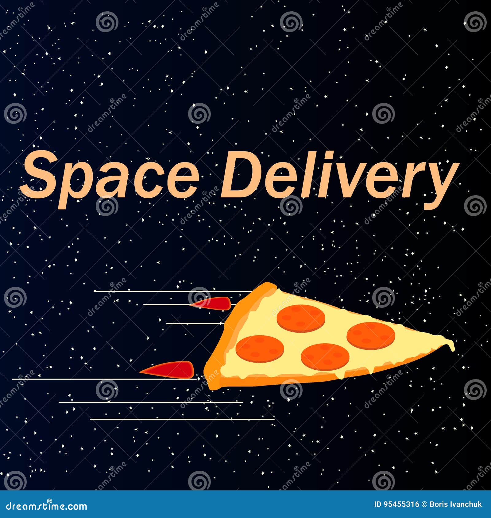 Intergalactic Delivery of Pizza Stock Vector - Illustration of brown ...
