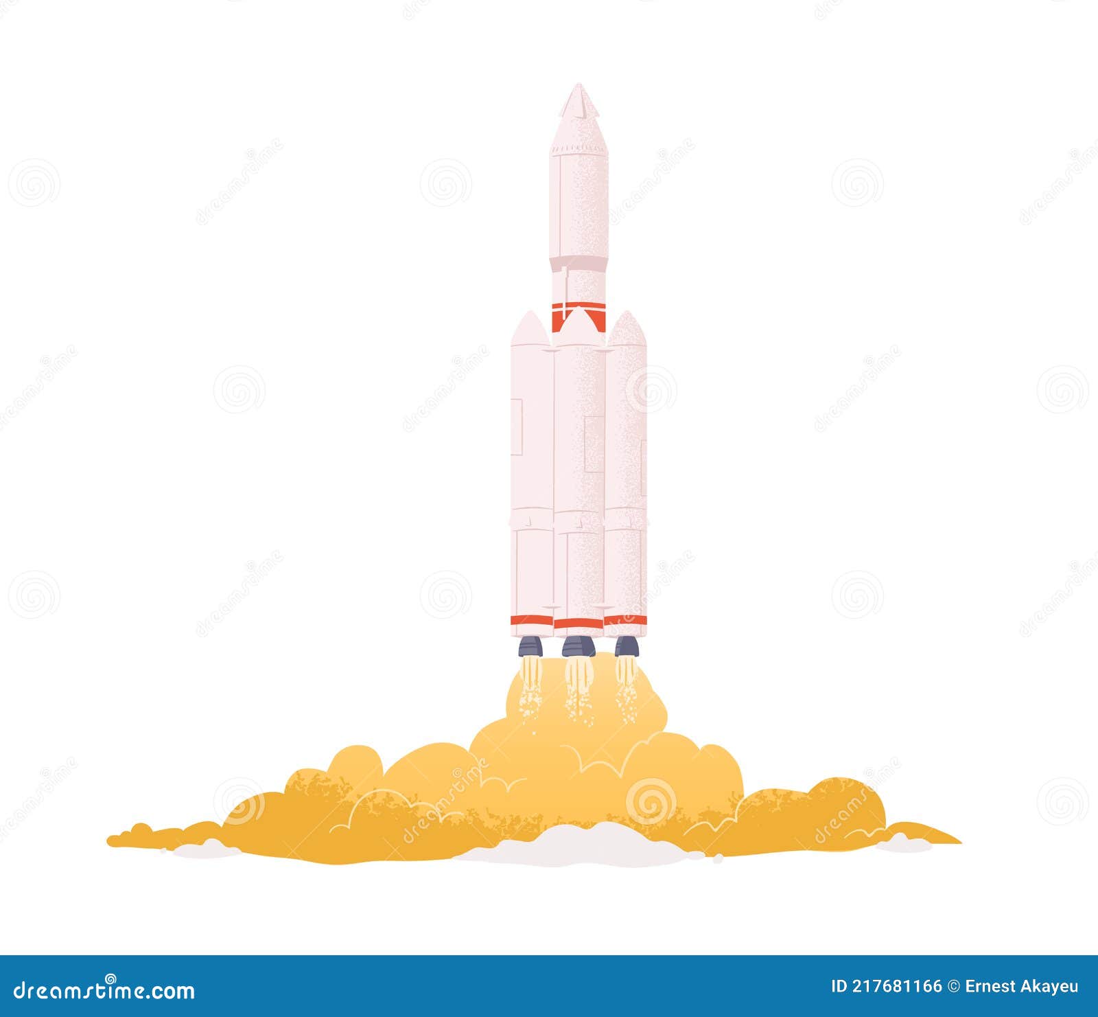 Intergalactic Rocket Launch. Spaceship Takeoff with Fire Flames from ...