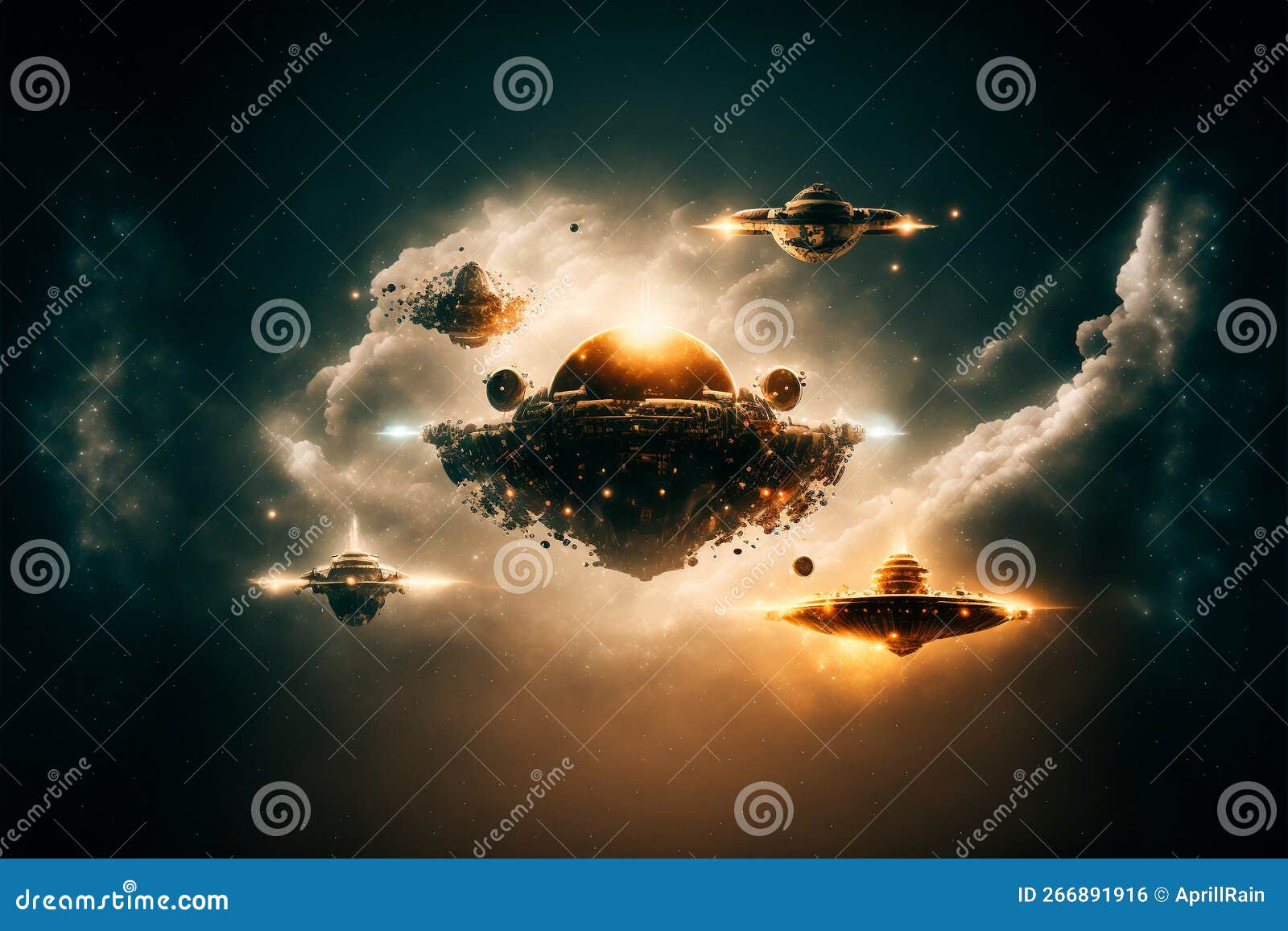 Intergalactic Spaceships on the Background of Planets and Space Stock ...