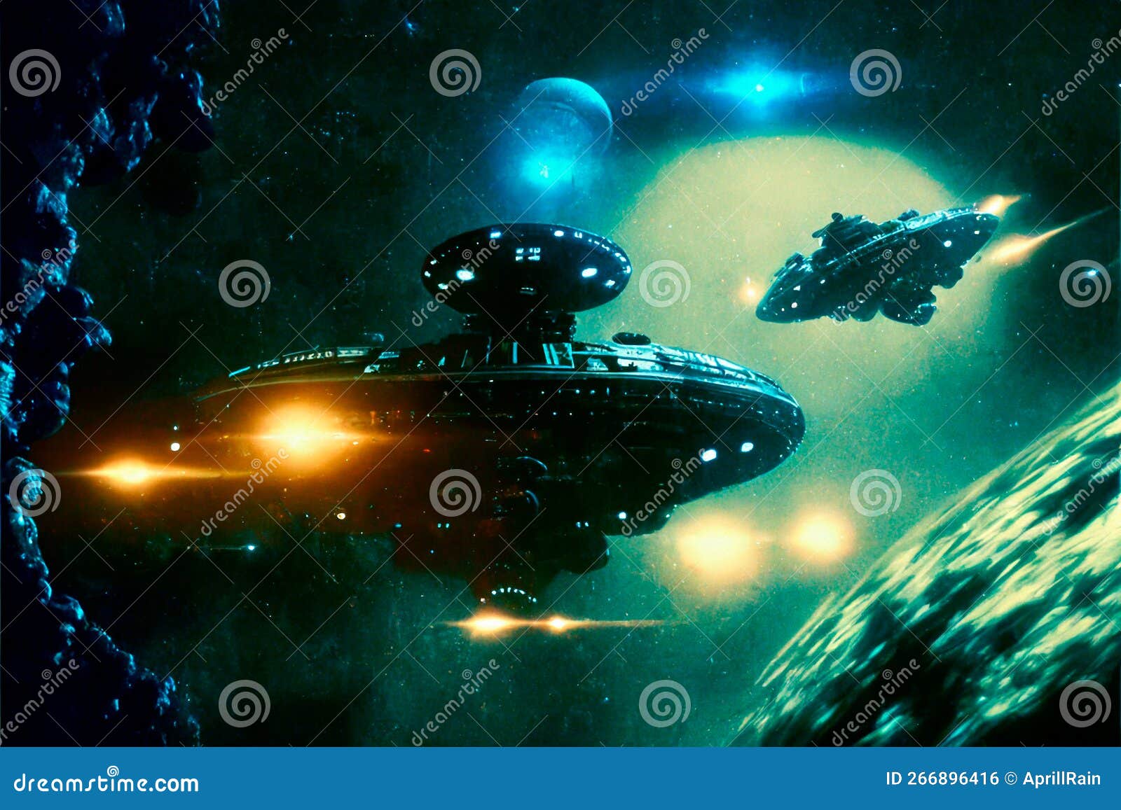 Intergalactic Spaceships on the Background of Planets and Space Stock ...