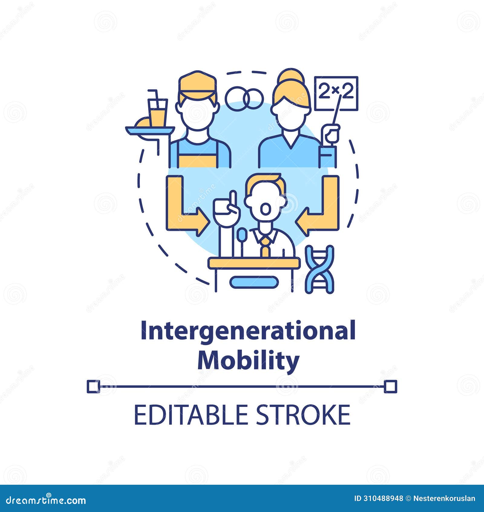 Intergenerational Mobility Multi Color Concept Icon Stock Vector ...