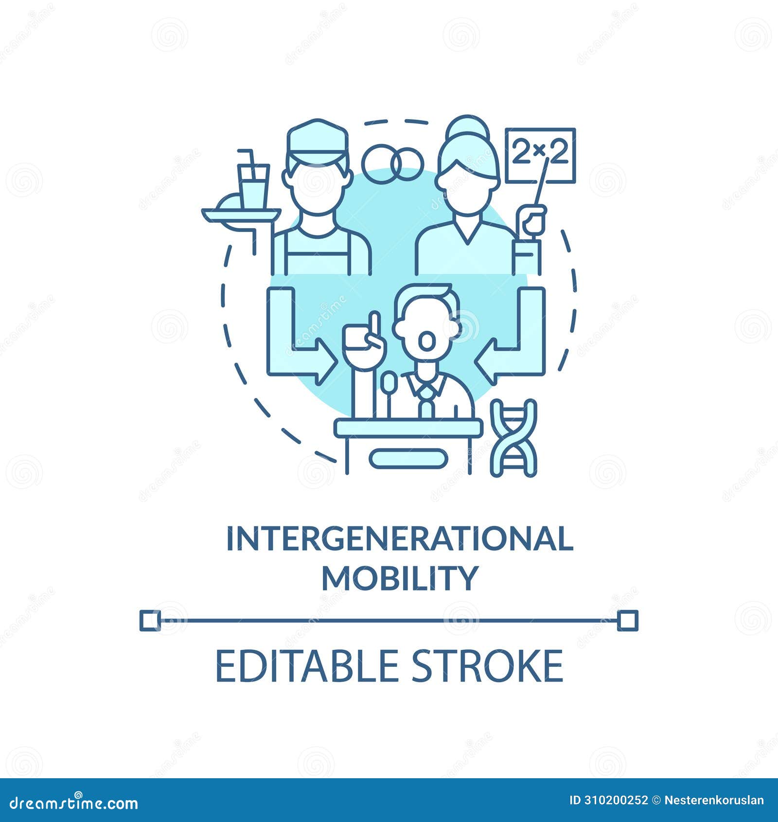 Intergenerational Mobility Soft Blue Concept Icon Stock Vector ...