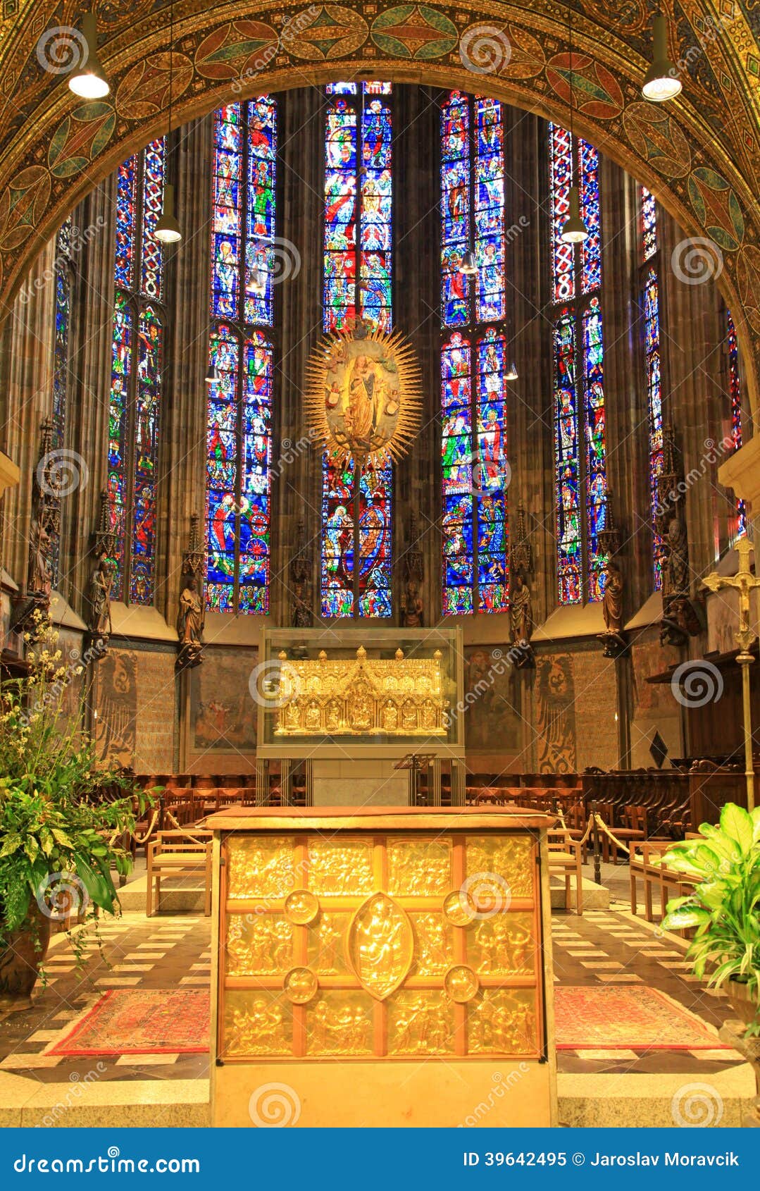 Interior of Aachen Cathedral, Germany Stock Image - Image of dominant ...