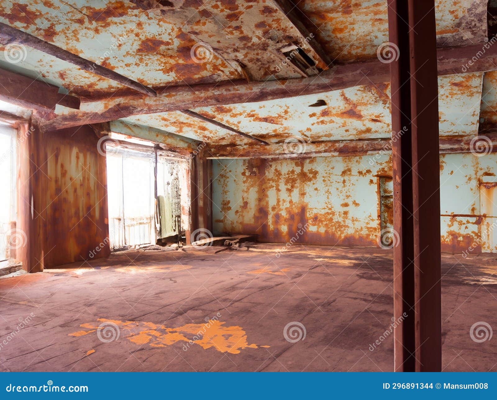 Interior of Abandoned Building Background Stock Illustration ...