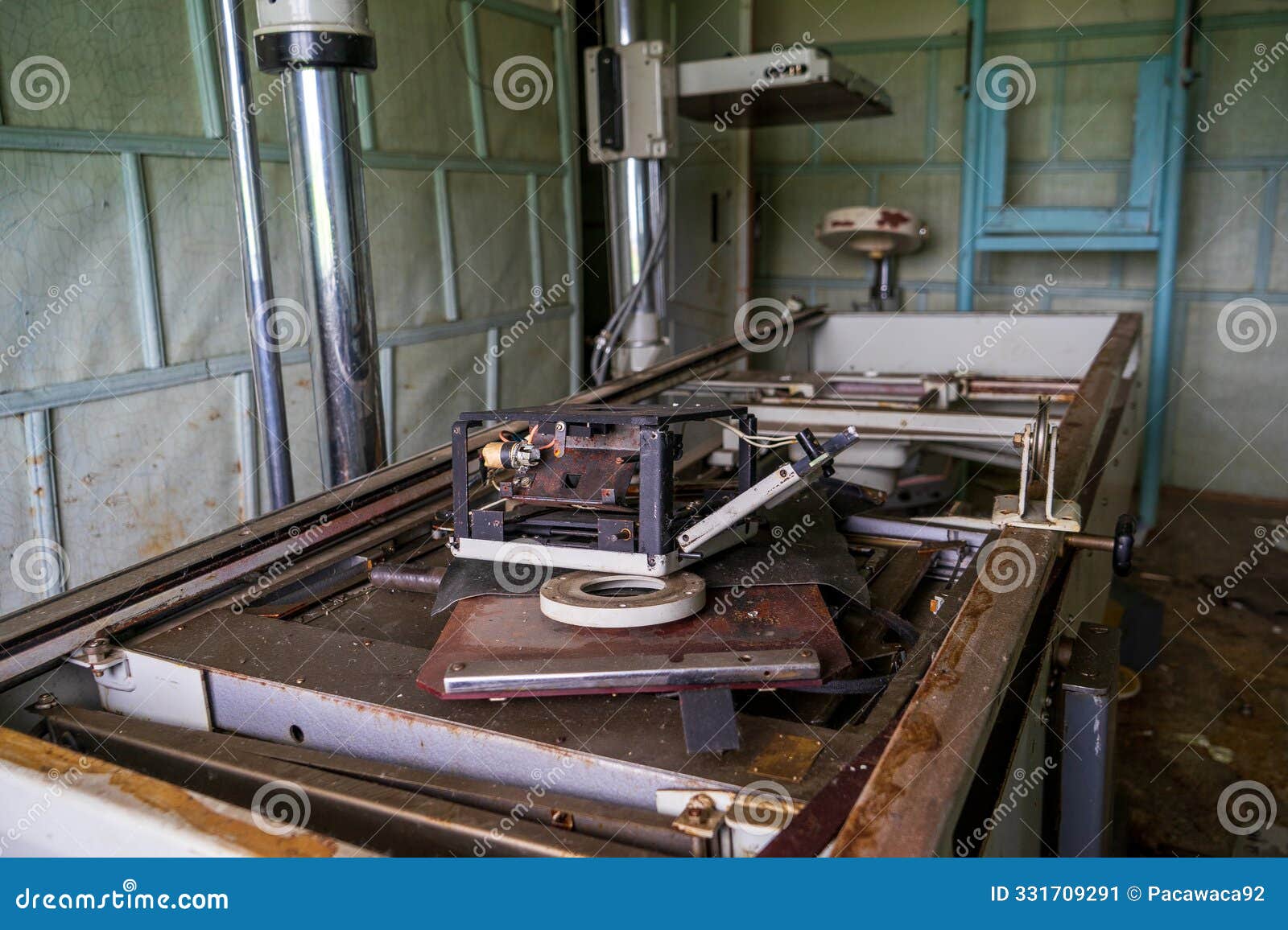 Interior of an Abandoned Destroyed Hospital. Broken X-ray Machine Stock ...