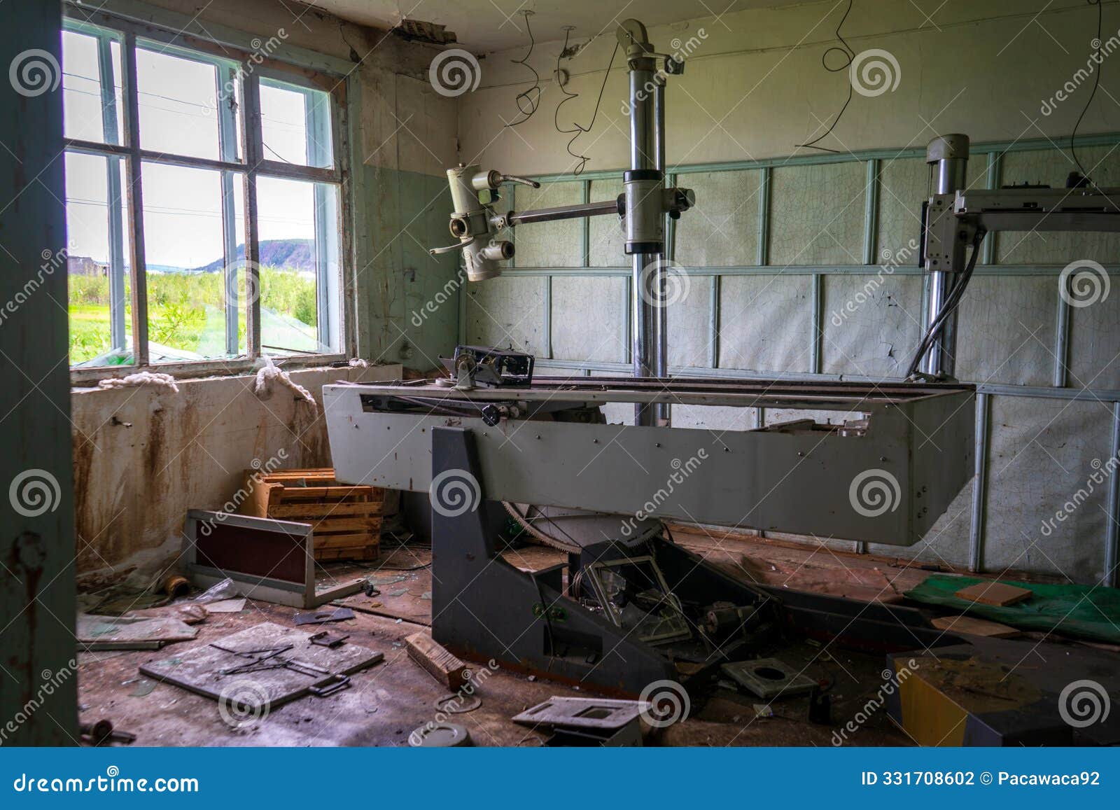 Interior of an Abandoned Destroyed Hospital. X-ray Machine Stock Photo ...