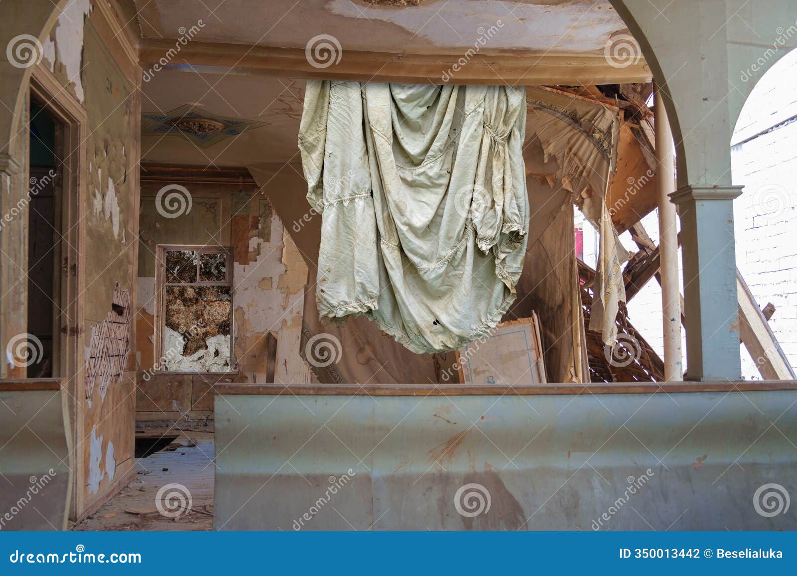 Interior of the Abandoned and Destroyed House Stock Photo - Image of ...