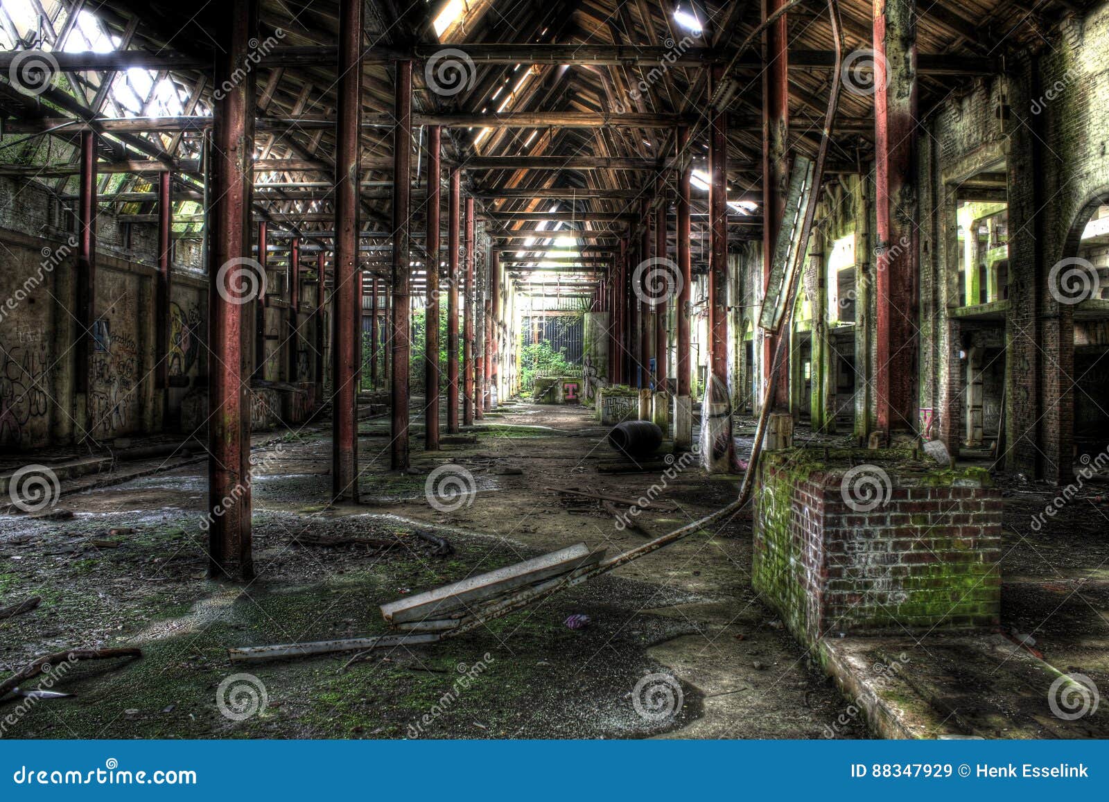 An Old Abandoned Factory Building In Early Autumn. Post-apocalyptic ...