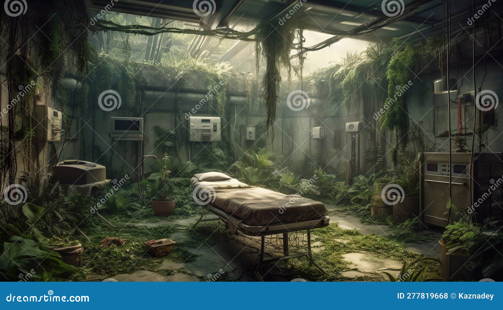 Interior of Abandoned Hospital. Generative AI Stock Illustration ...