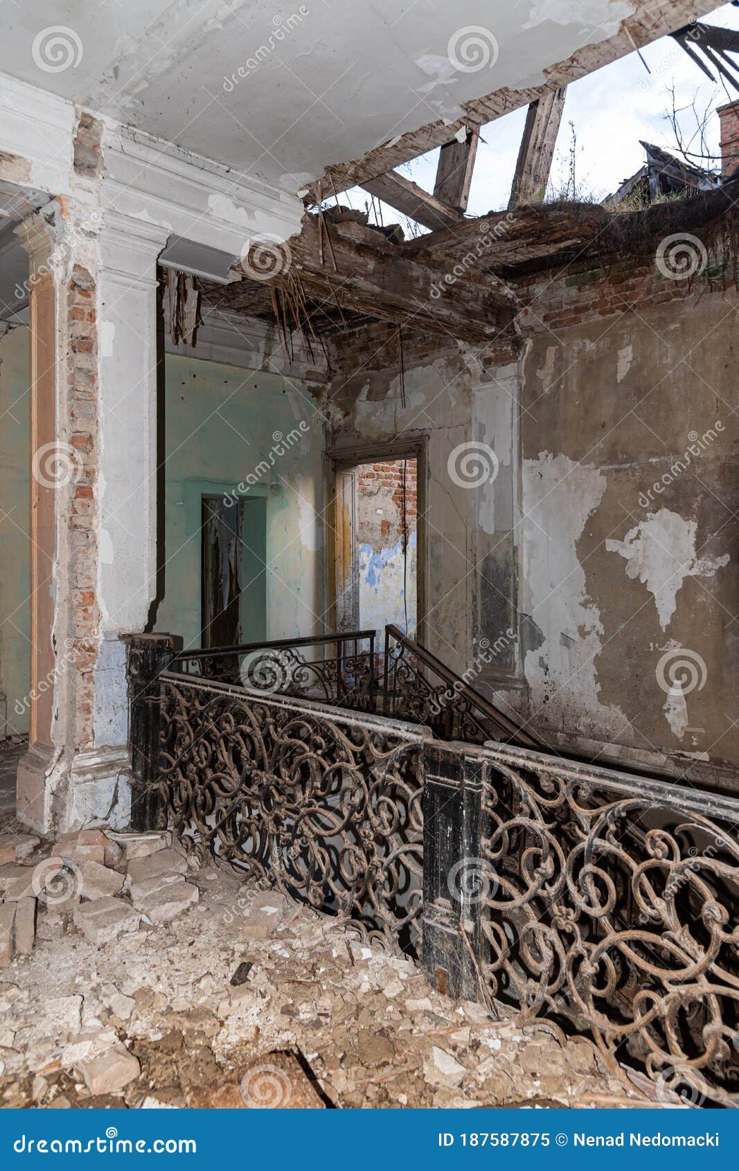 Interior of an Abandoned Mansion. Empty Room Deserted and Derelict. the ...