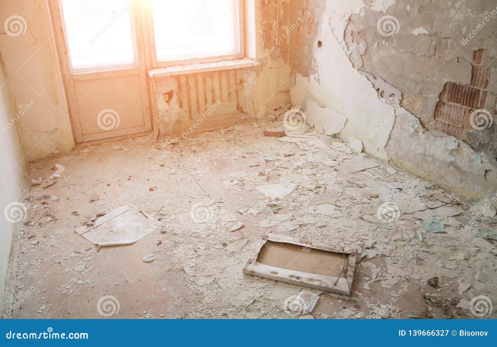 Interior of an Abandoned Old and Dirty Room. Stock Image - Image of ...
