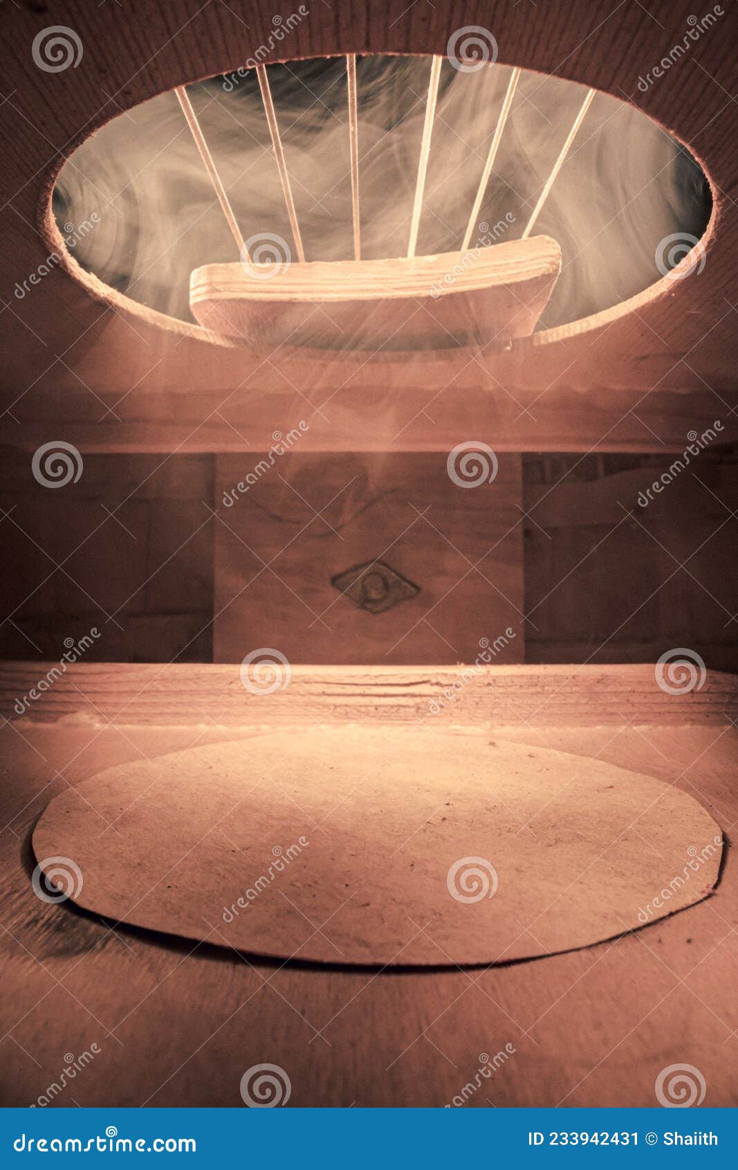 Interior of Acoustic Guitar. Guitar and Strings from Inside Stock Image ...