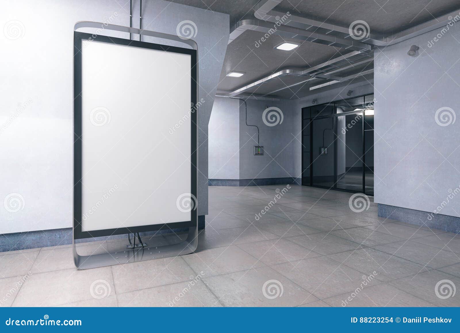 Interior with ad poster stock illustration. Illustration of blank ...