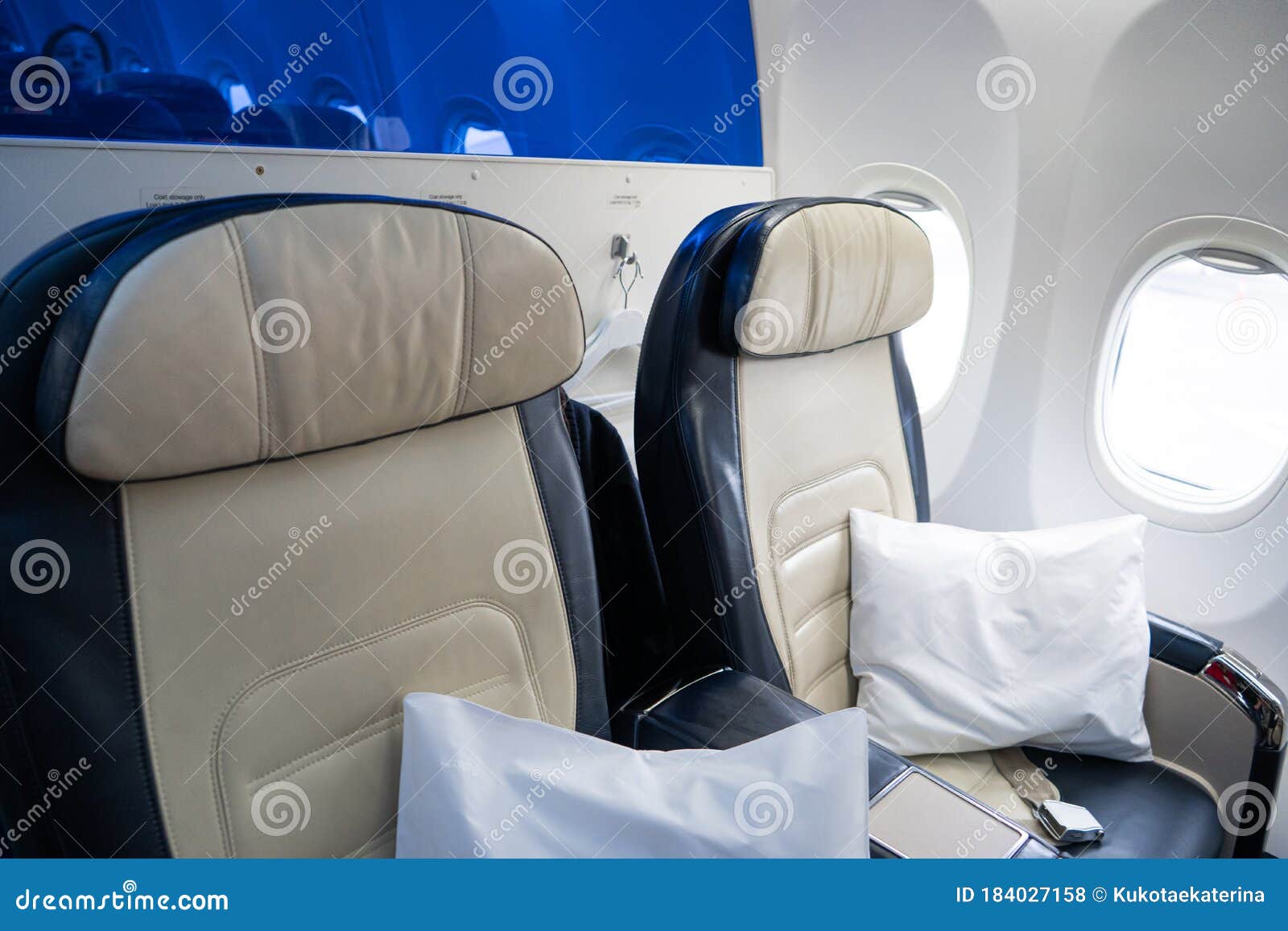 The Interior of the Aircraft. Empty Airplane Cabin Stock Photo - Image ...