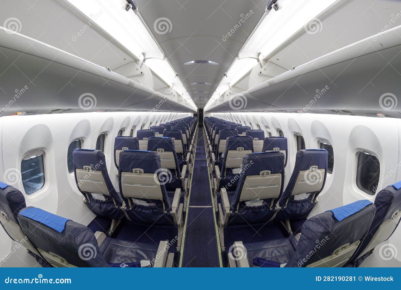 Interior of an Airplane with Two Rows of Seats Stock Image - Image of ...