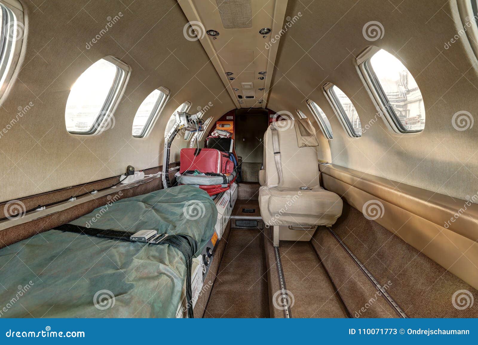 Interior of the Ambulance Airplane with Pair of Stretchers Stock Image ...