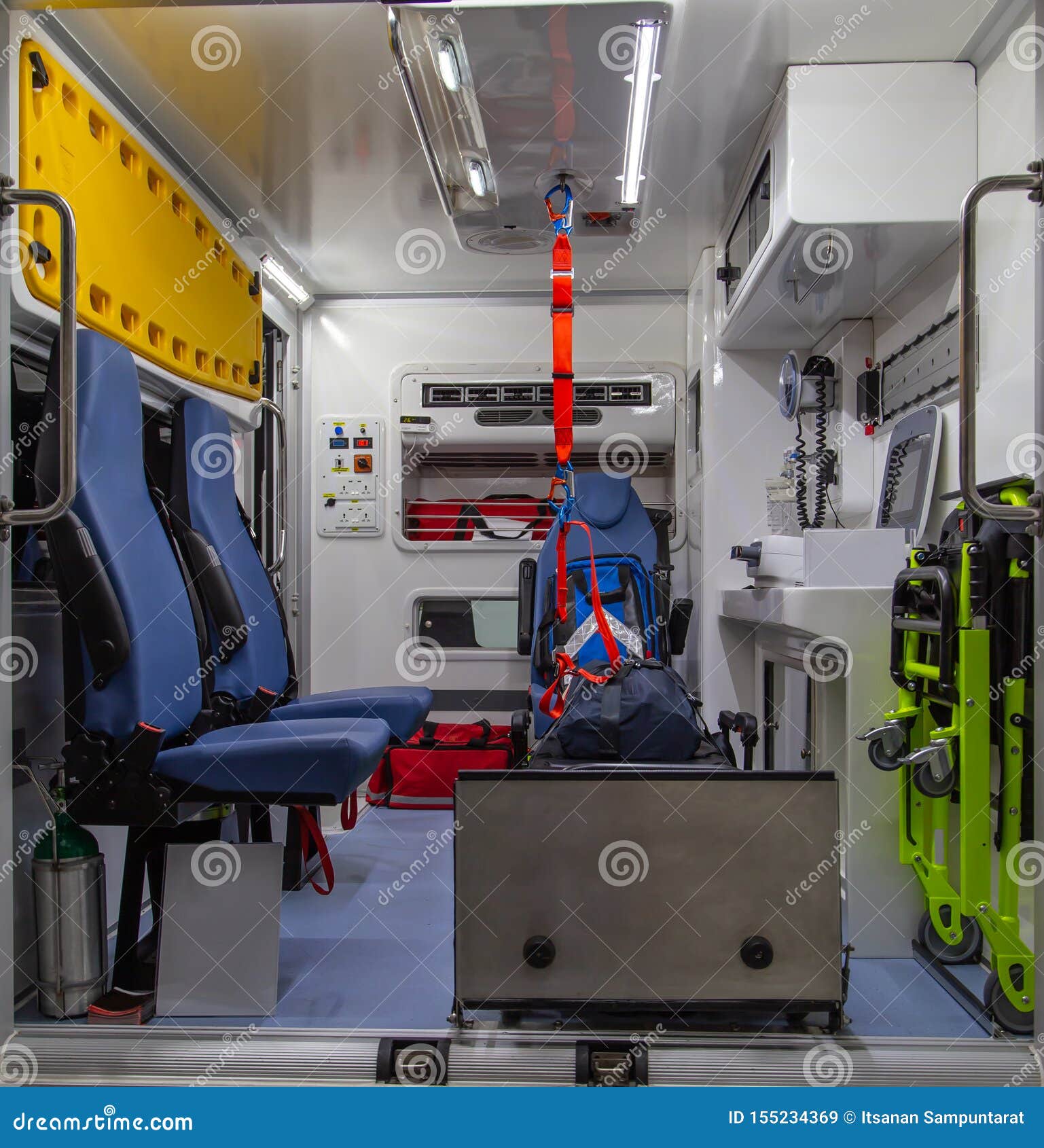 Interior of an ambulance stock image. Image of equipment - 155234369