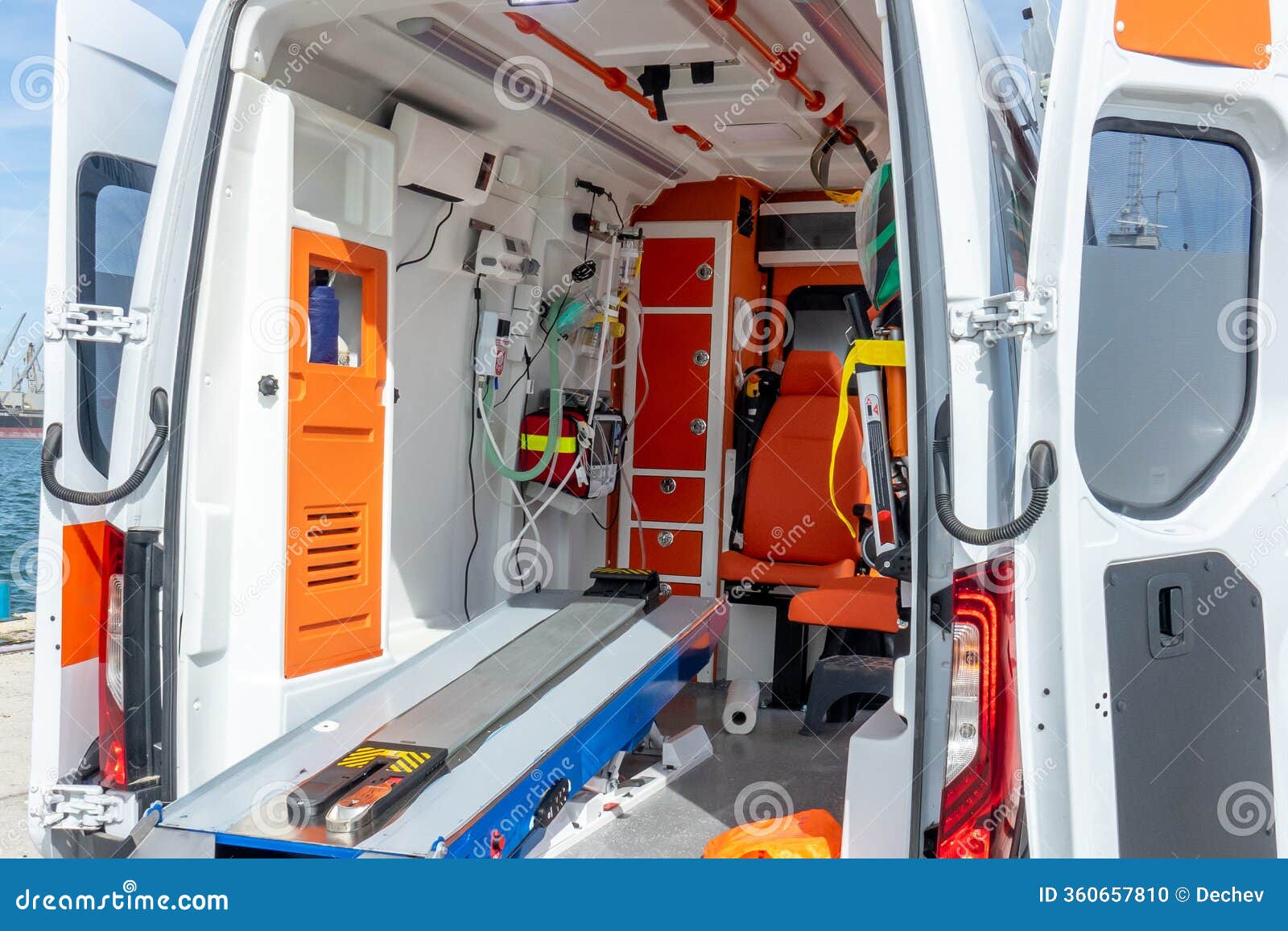 Interior of an Ambulance. Emergency Equipment and Devices in Ambulance ...