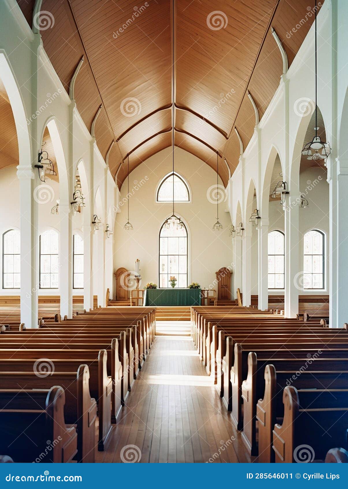 Interior of an American Amish Church - Generative AI Stock Illustration ...