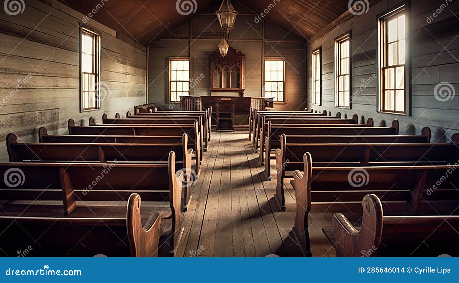 Interior of an American Amish Church - Generative AI Stock Illustration ...
