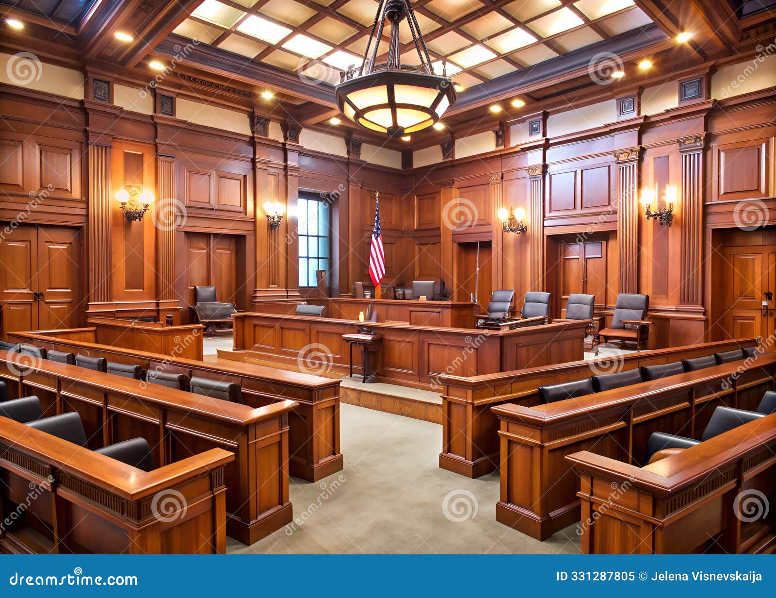 Interior of an American State Courthouse Stock Illustration ...