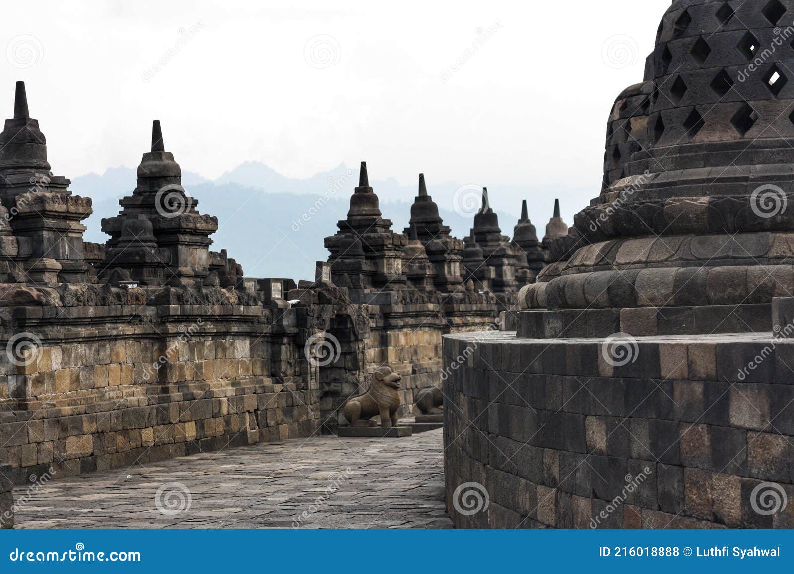 Interior of Ancient Borobudur Temple in Central Java, Indonesia. Empty ...