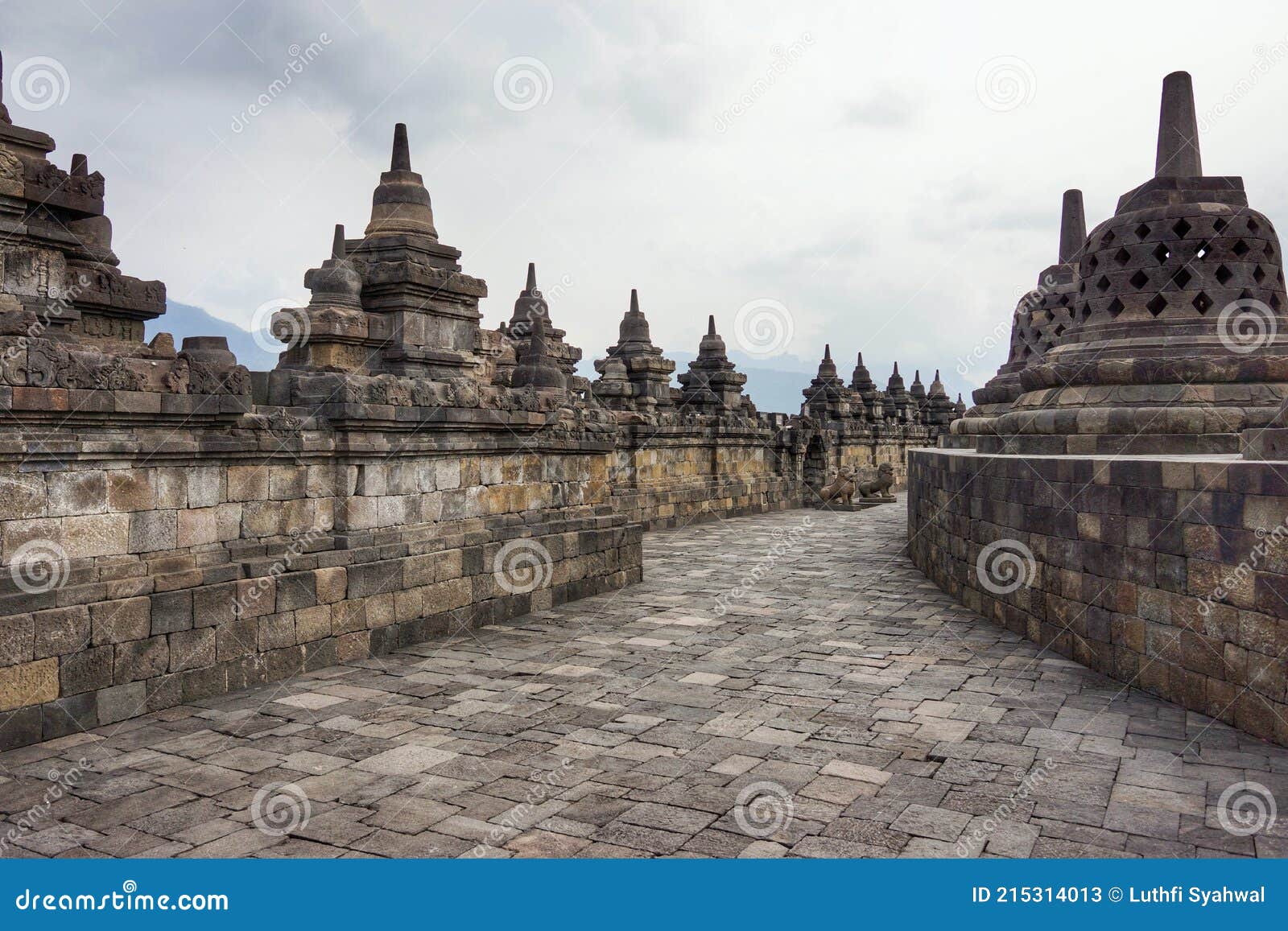 Interior of Ancient Borobudur Temple in Central Java, Indonesia. Empty ...