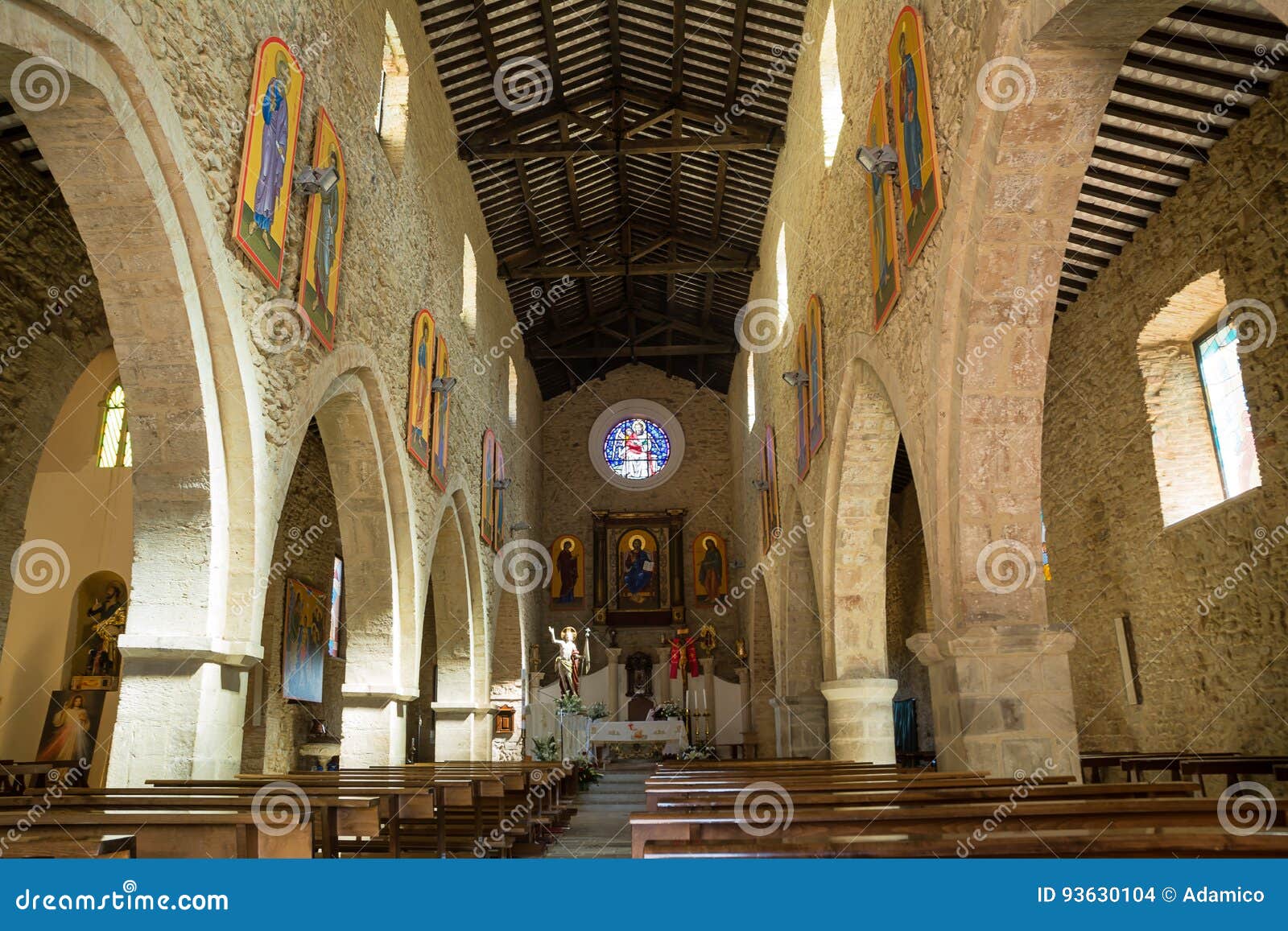 Interior of an Ancient Romanesque Church Stock Photo - Image of apostle ...