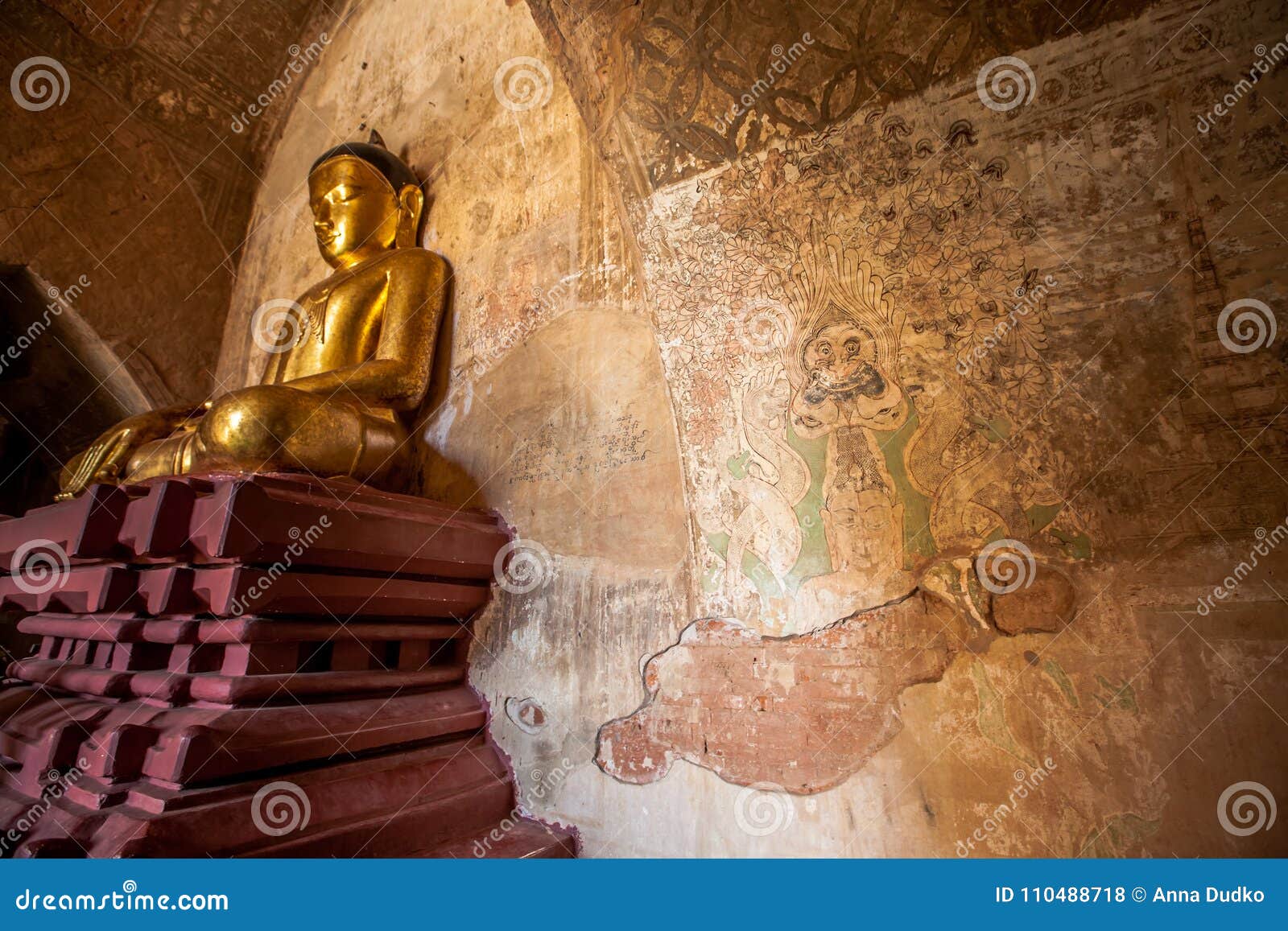 Interior of the Ancient Temples in Bagan, Myanmar Stock Photo - Image ...