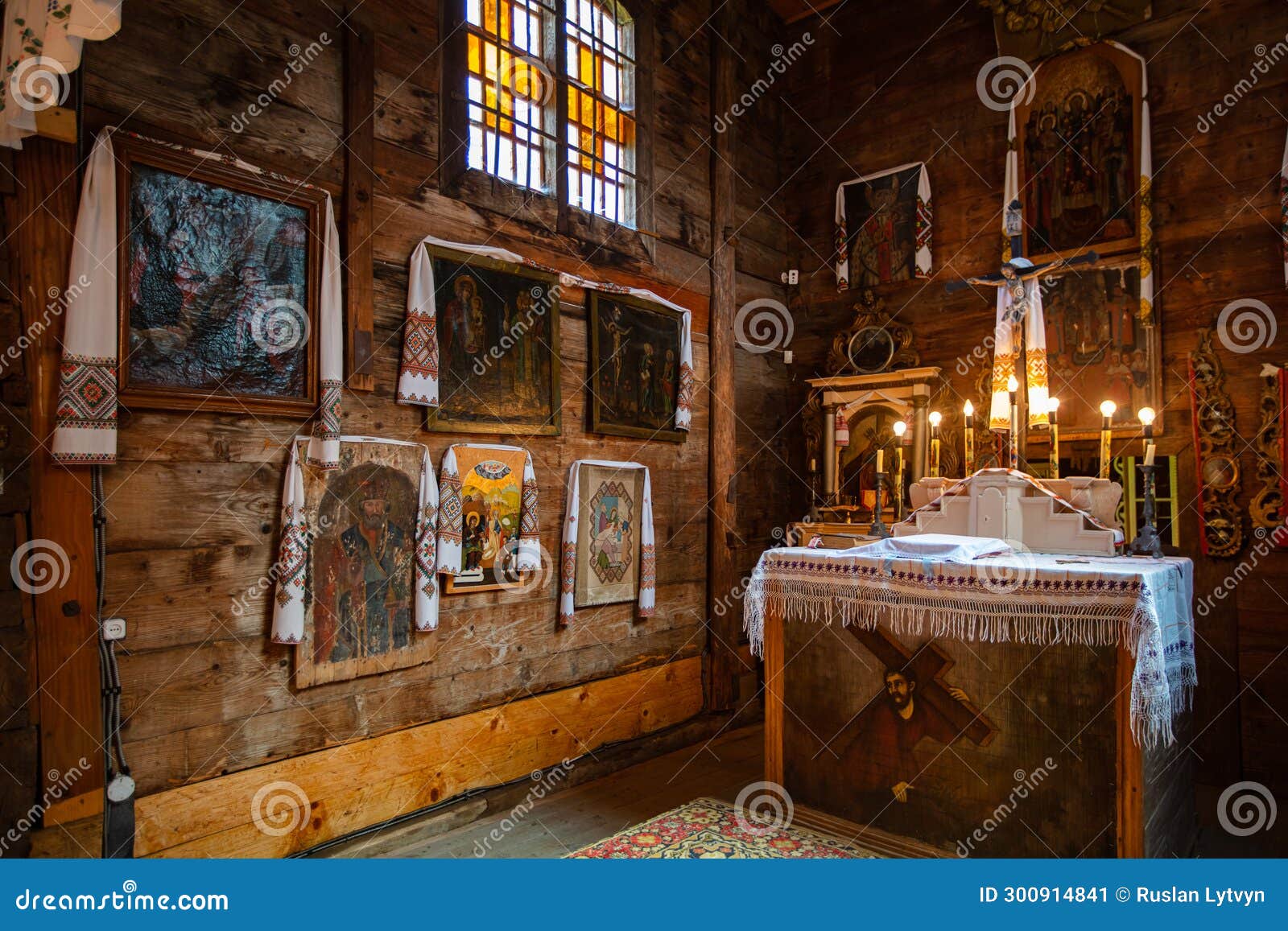 Interior of Ancient Wooden Church Editorial Photo - Image of building ...