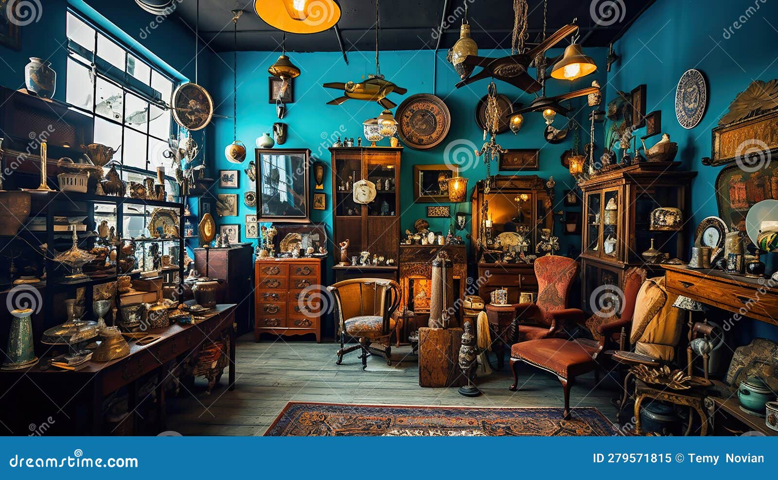 Interior of an Antique Store with Old Vintage Classical Objects and ...