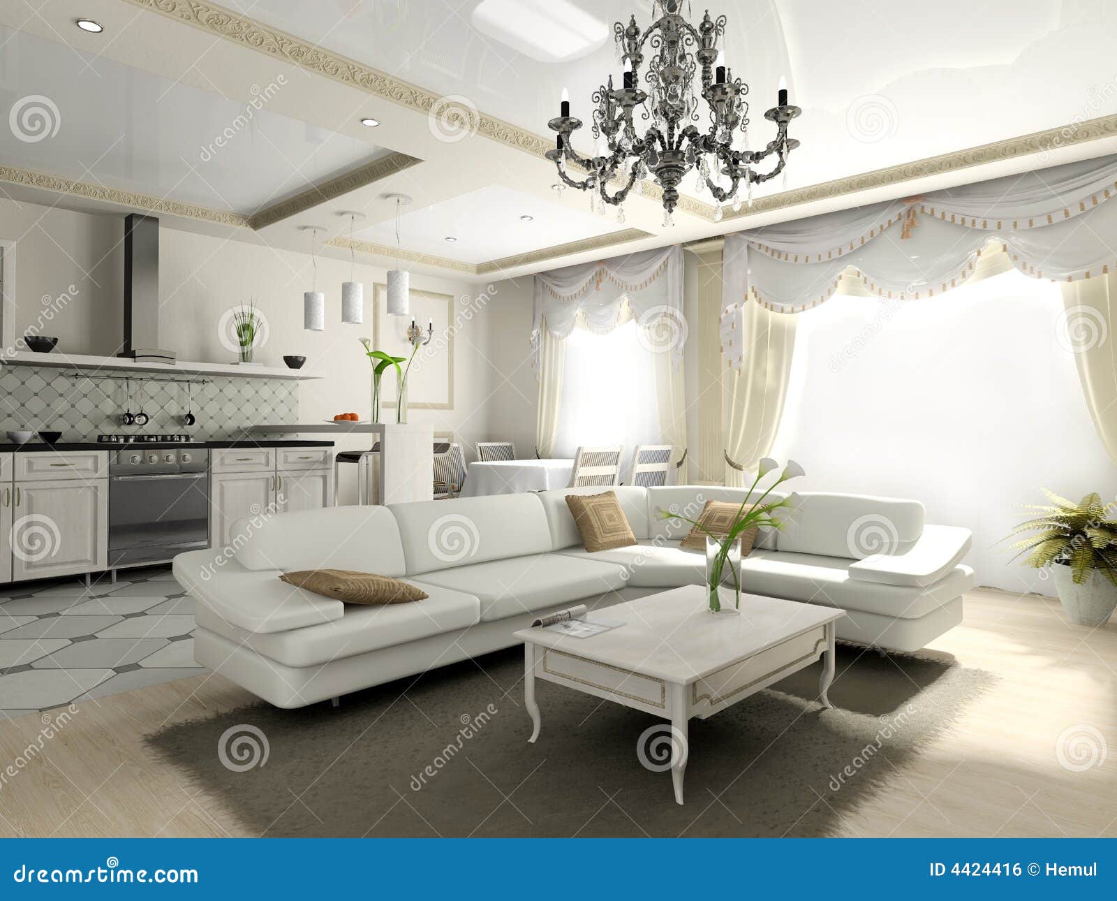 Interior of the Apartment in Classic Style Stock Illustration ...