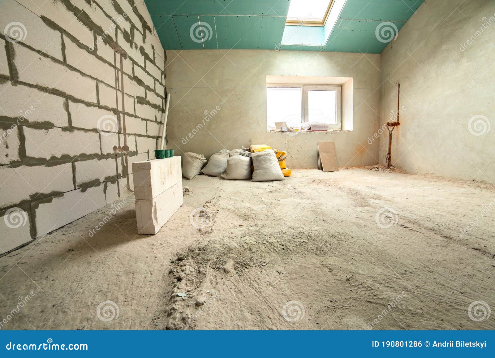 Interior of an Apartment Room with Bare Walls and Ceiling Under ...