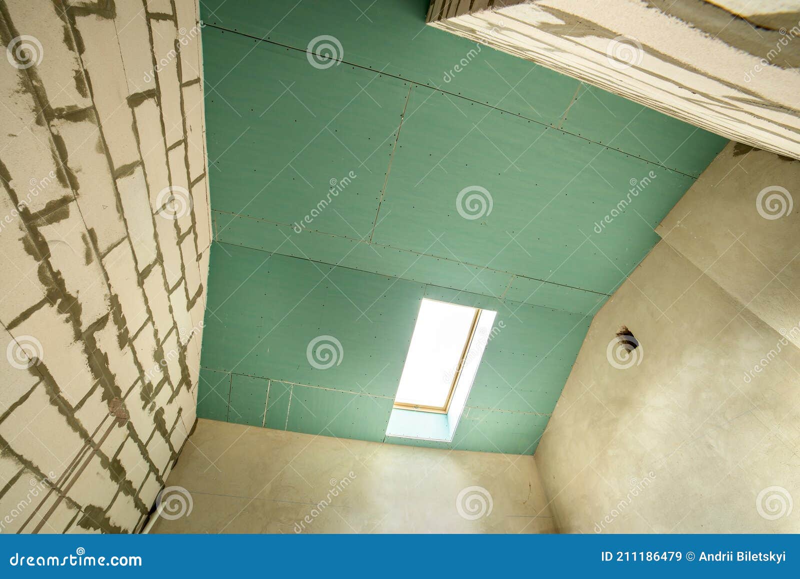 Interior of an Apartment Room with Bare Walls and Ceiling Under ...