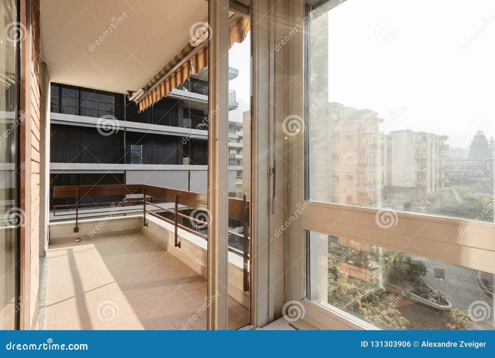 Interior of Apartments, View of Veranda Stock Photo - Image of interior ...