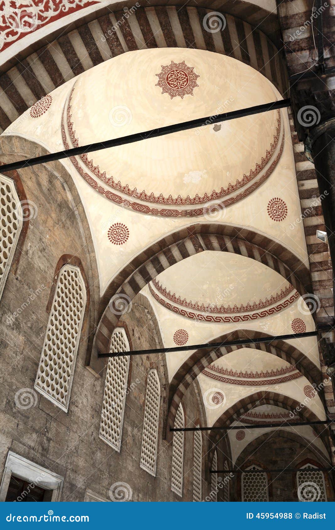 Interior Arcade of Blue Mosque Stock Photo - Image of heritage, inside ...