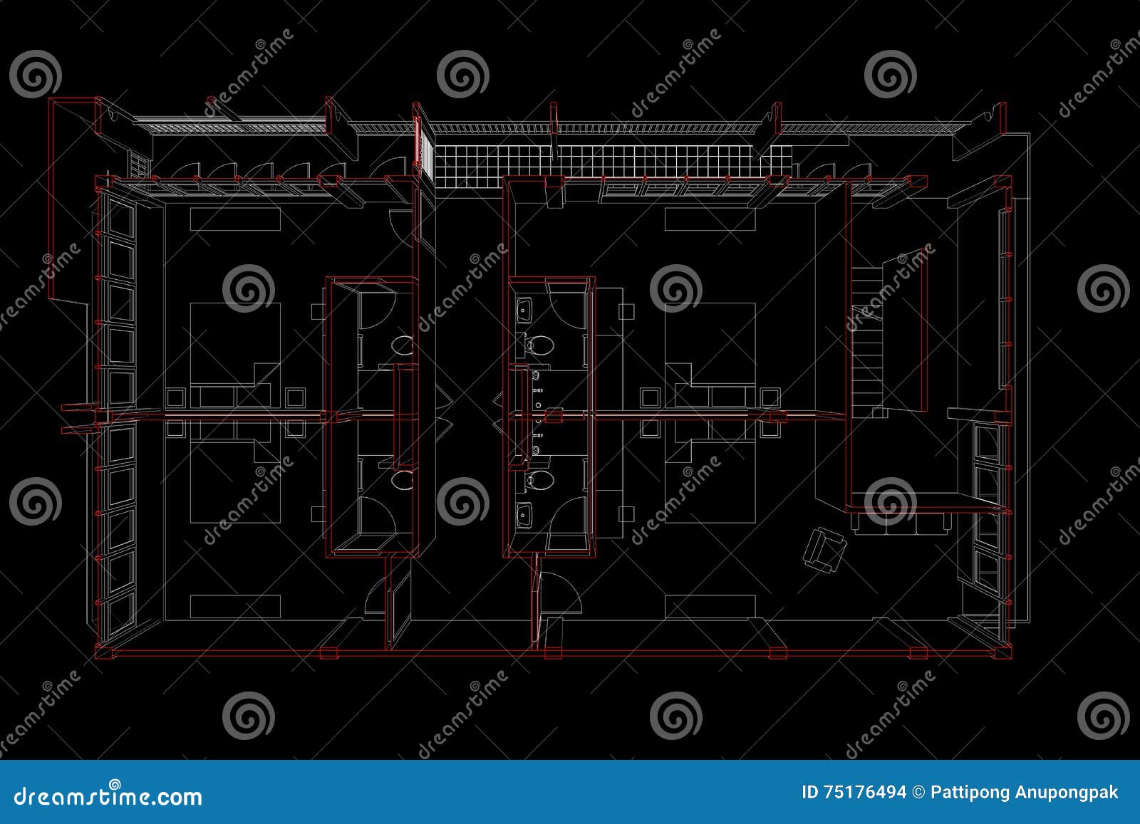 Interior Architecture Abstract, 3d Illustration, Floor Plan Stock ...