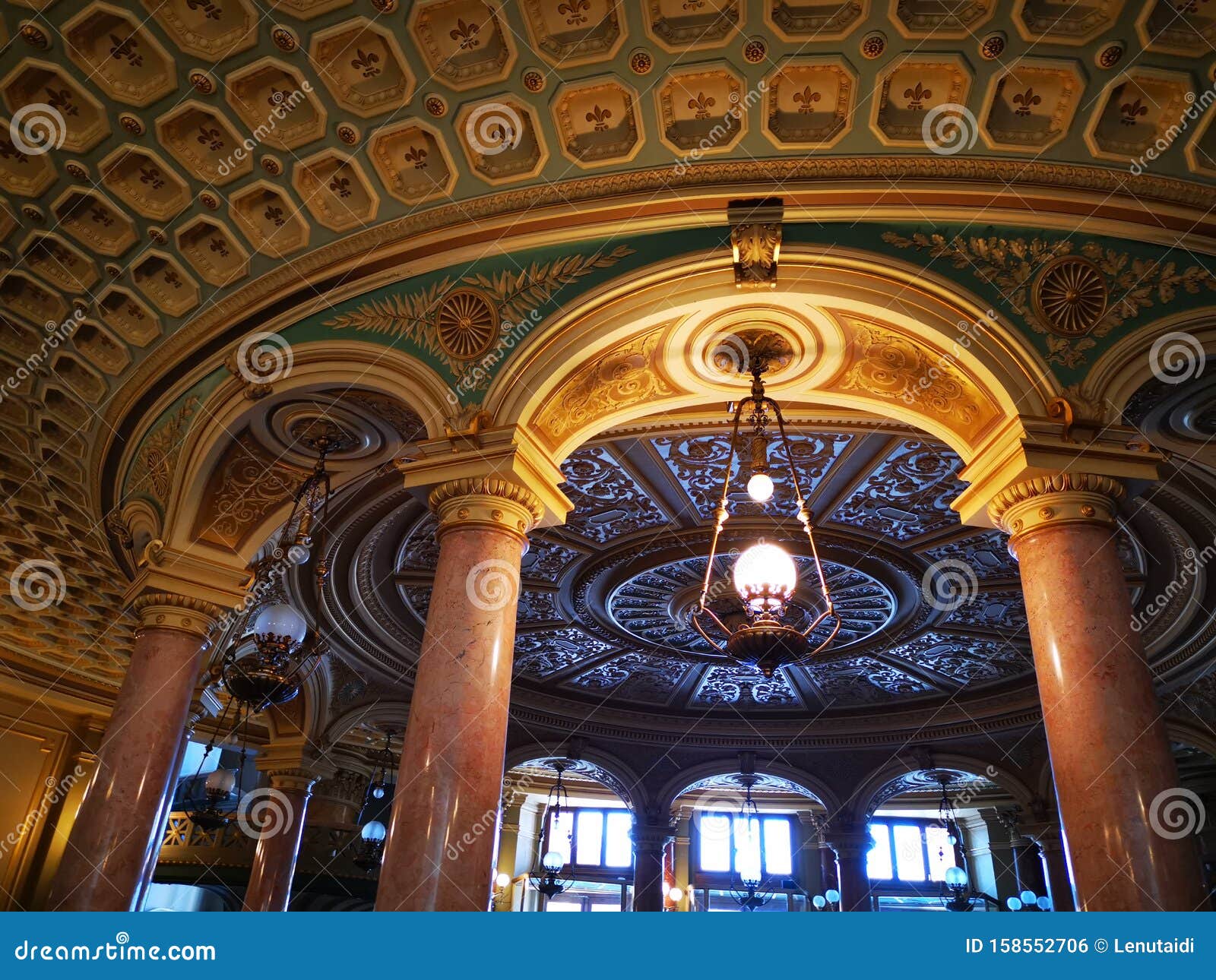 Interior Architecture at the Romanian Athenaeum Stock Photo - Image of ...