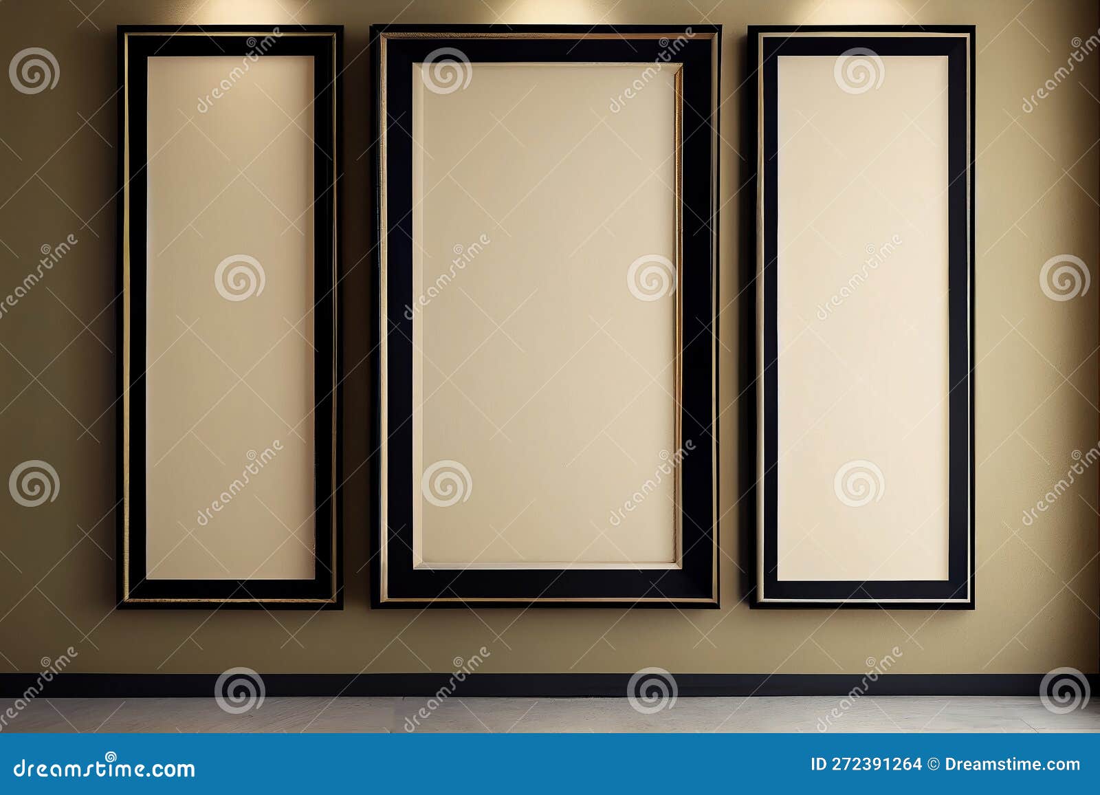 Interior in an Art Gallery, Empty Picture Frames on the Wall. Stock ...