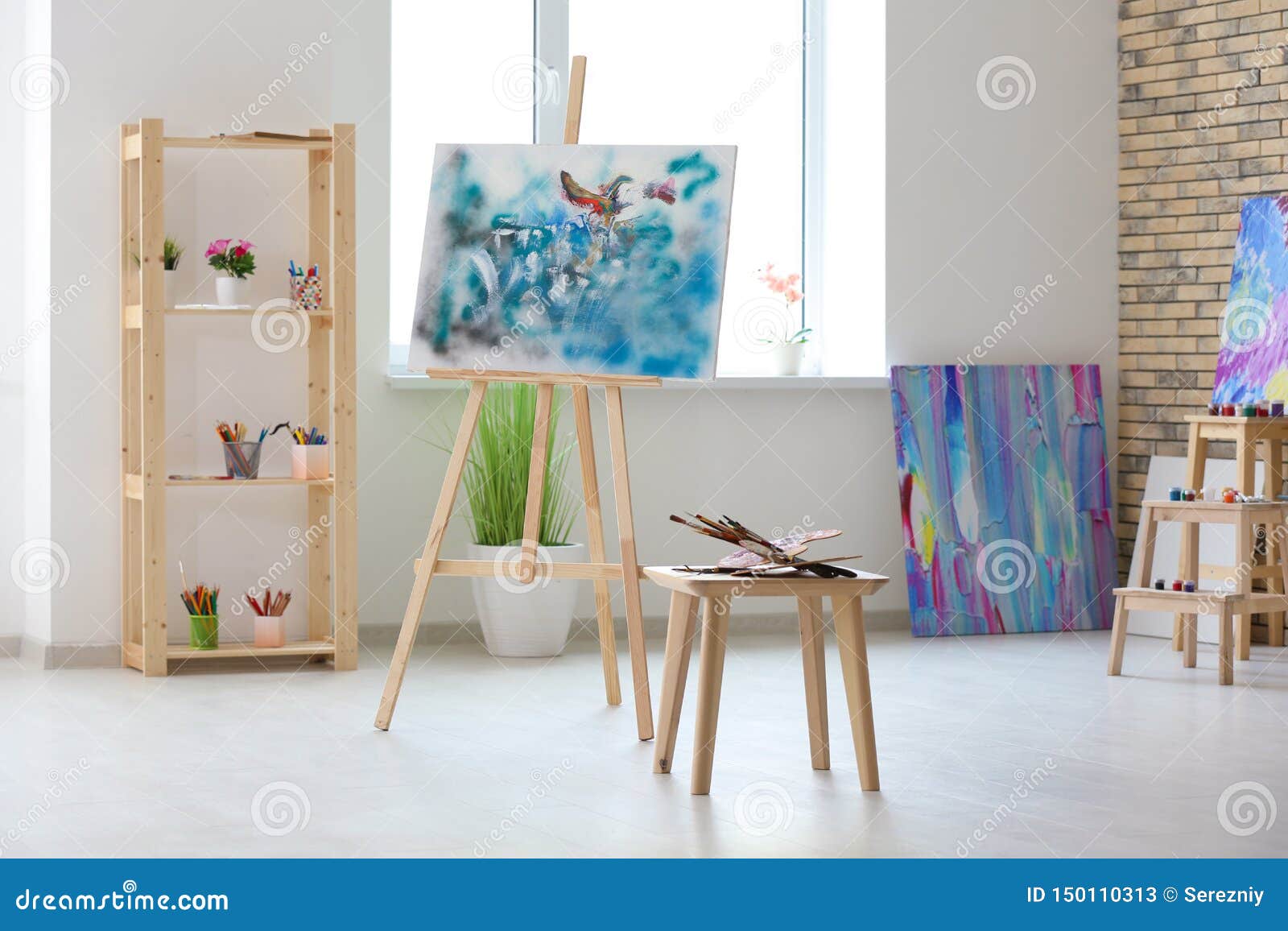 Interior of Artist S Workshop Stock Image - Image of background ...
