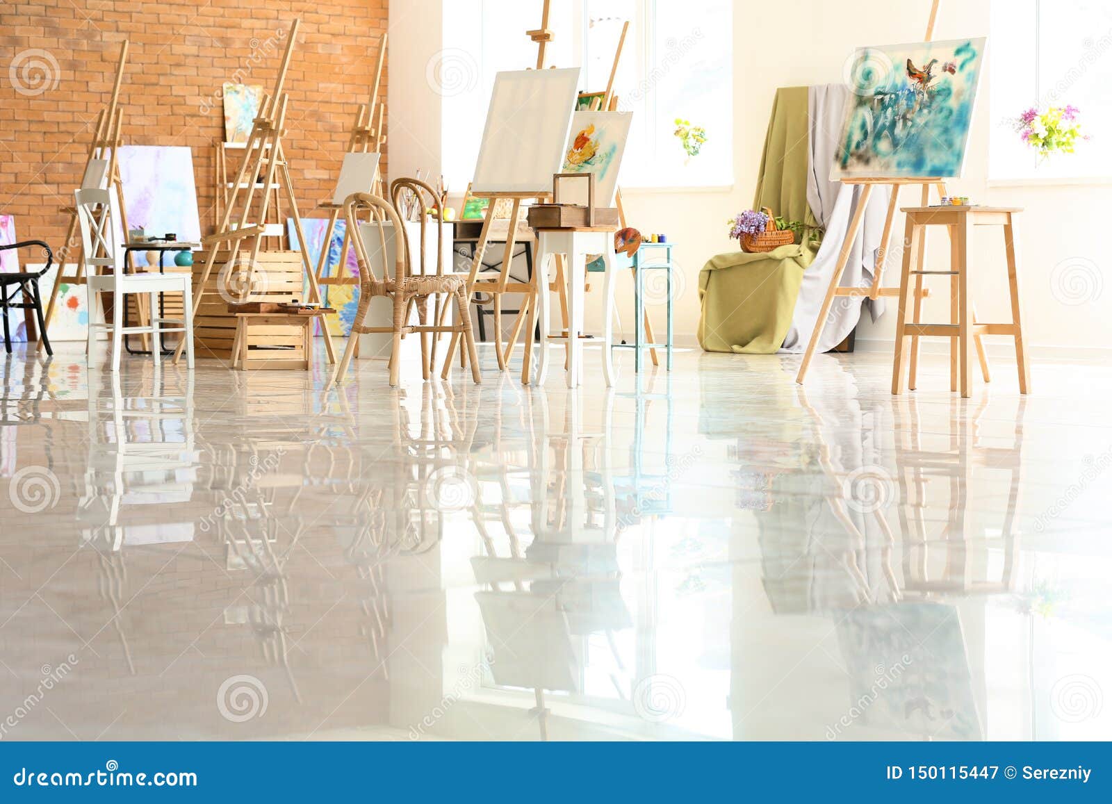 Interior of Artist S Workshop Prepared for Painting Classes Stock Image ...