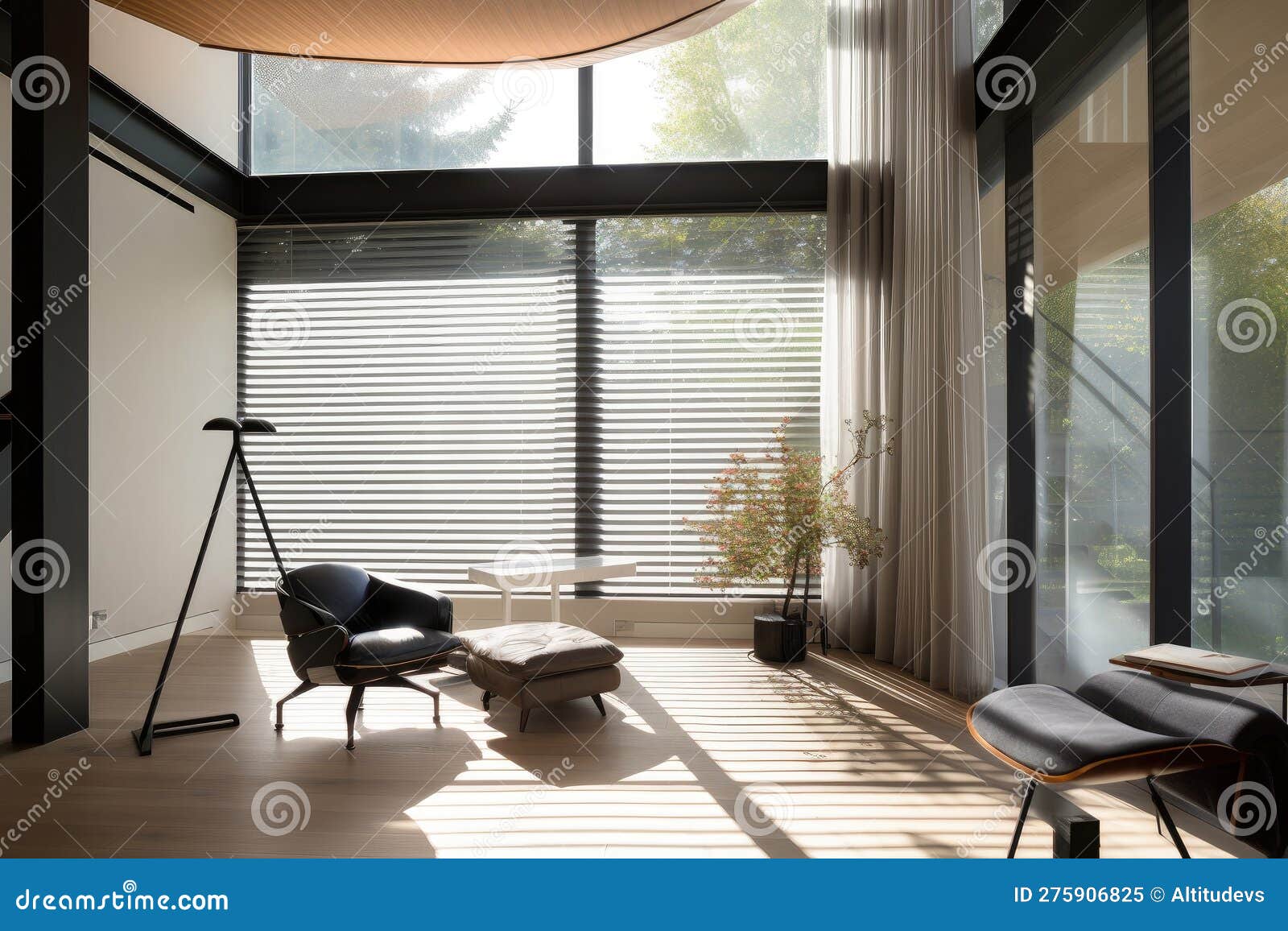 Interior, with Asymmetrical and Balanced Window Treatment in the ...