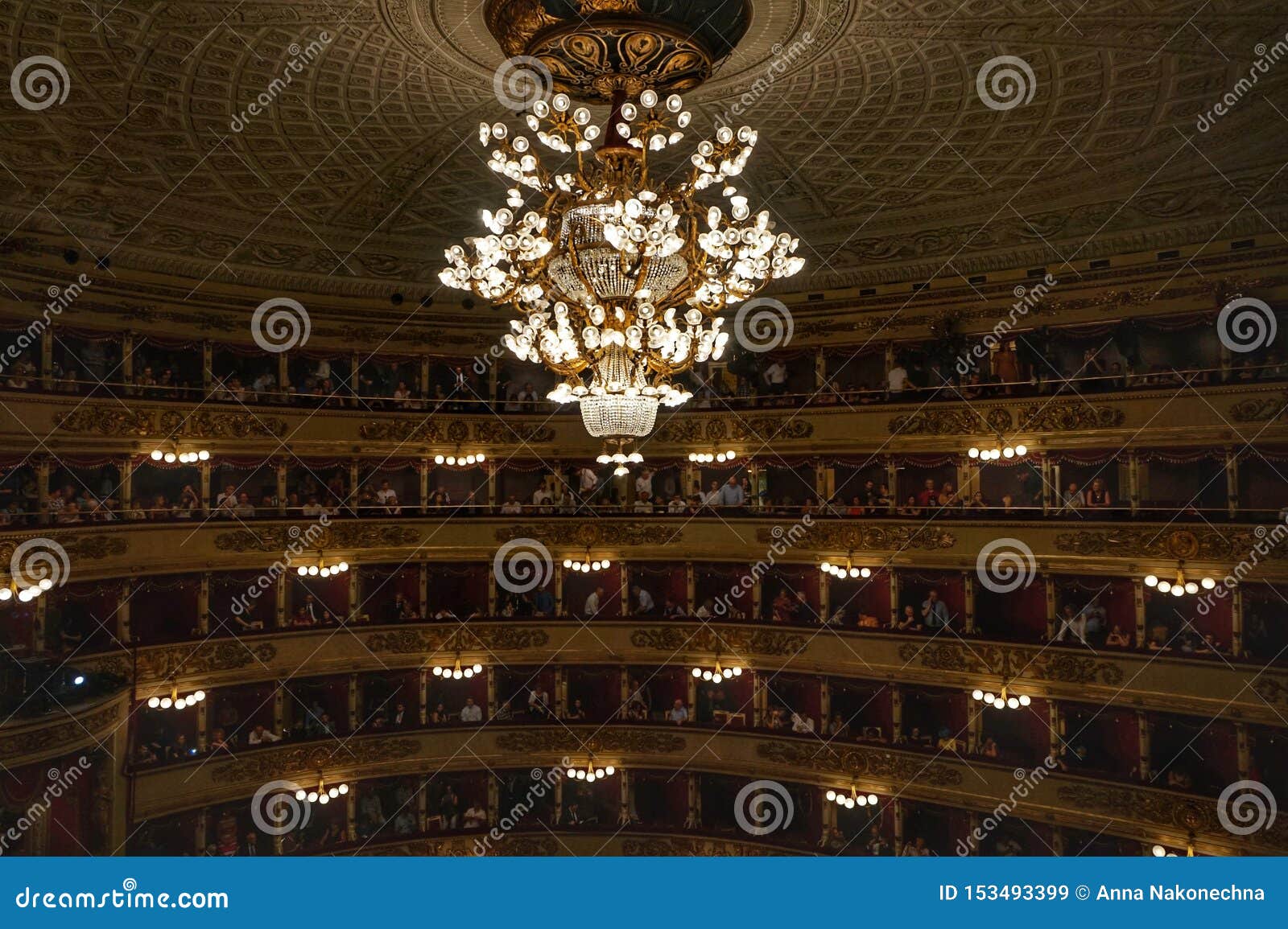 The Interior of the Auditorium of the Opera Theater La Scala in Milan ...