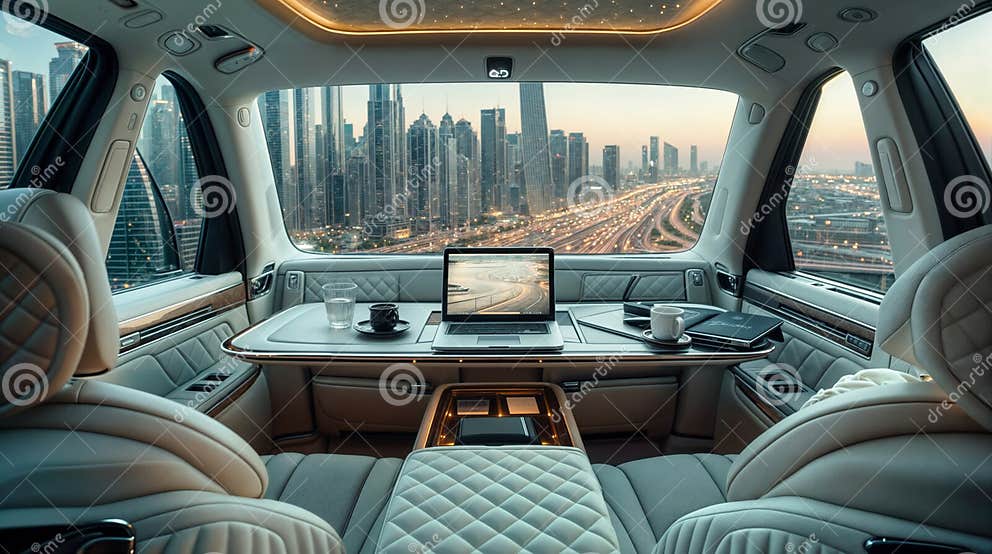 Interior of an Autonomous Car, Concept of Mobility of the Future Stock ...