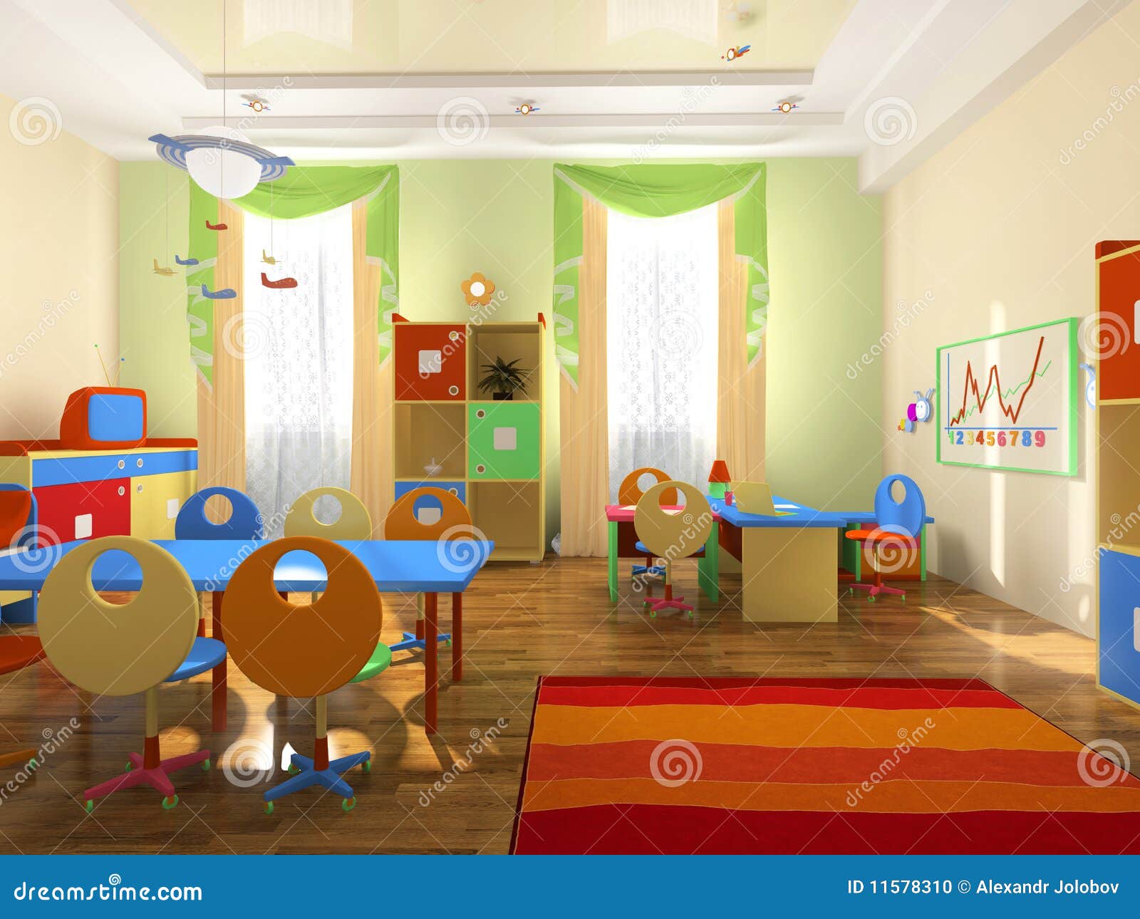 Interior of the Baby Office Stock Illustration - Illustration of blind ...