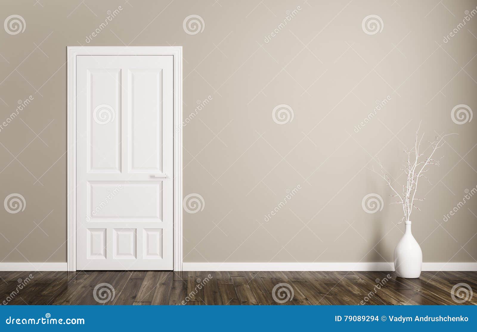 Interior Background with Door 3d Rendering Stock Illustration ...
